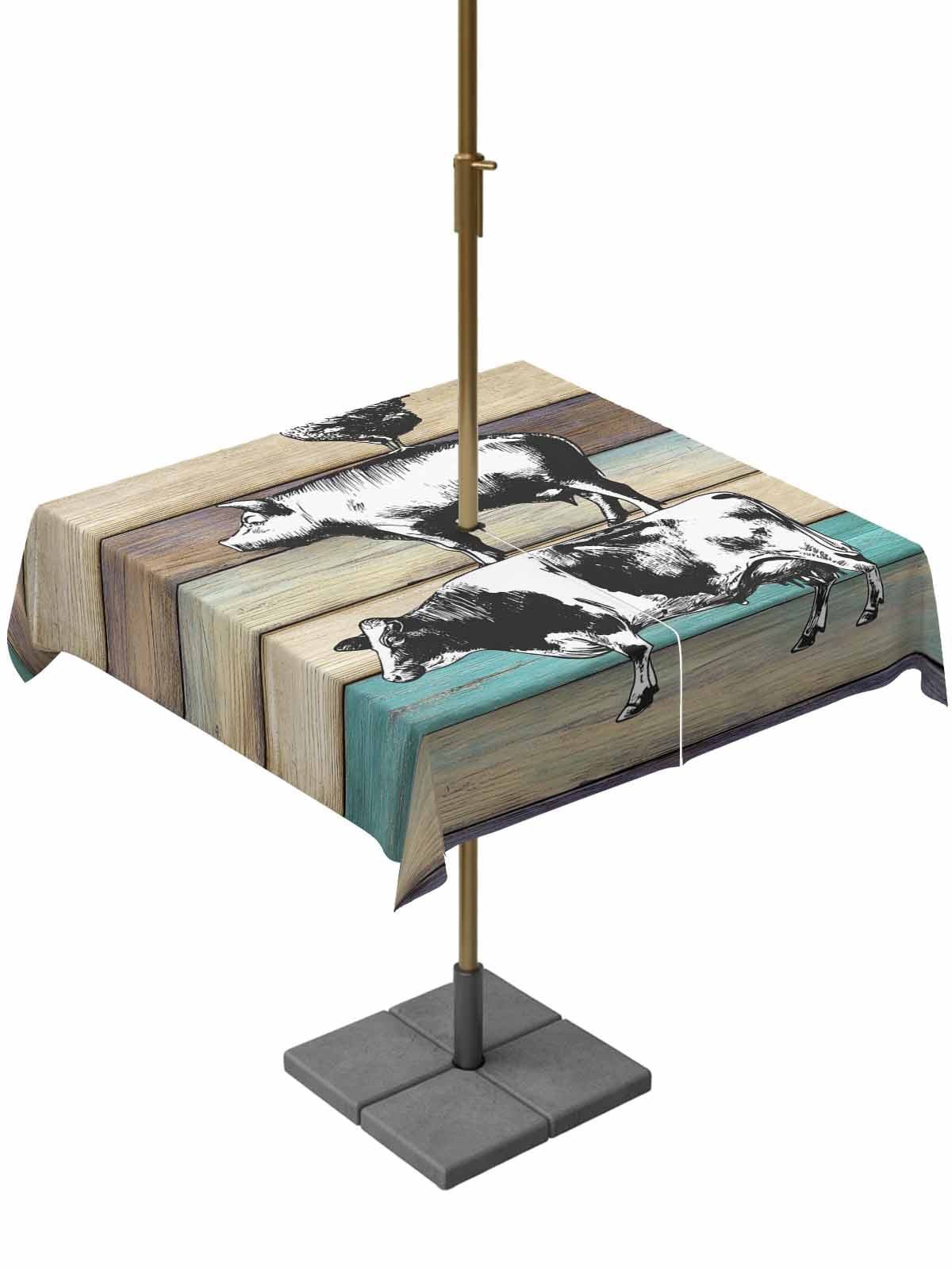 American Country Square Outdoor Tablecloth with Umbrella Hole Farm ...