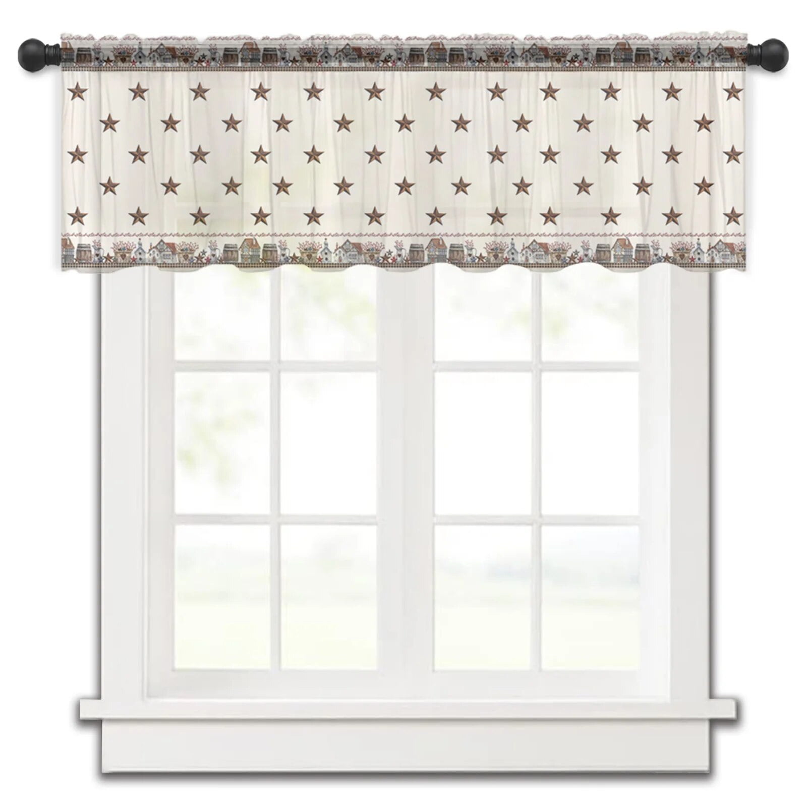 American Country Star Farm Kitchen Small Window Curtain Tulle Sheer ...