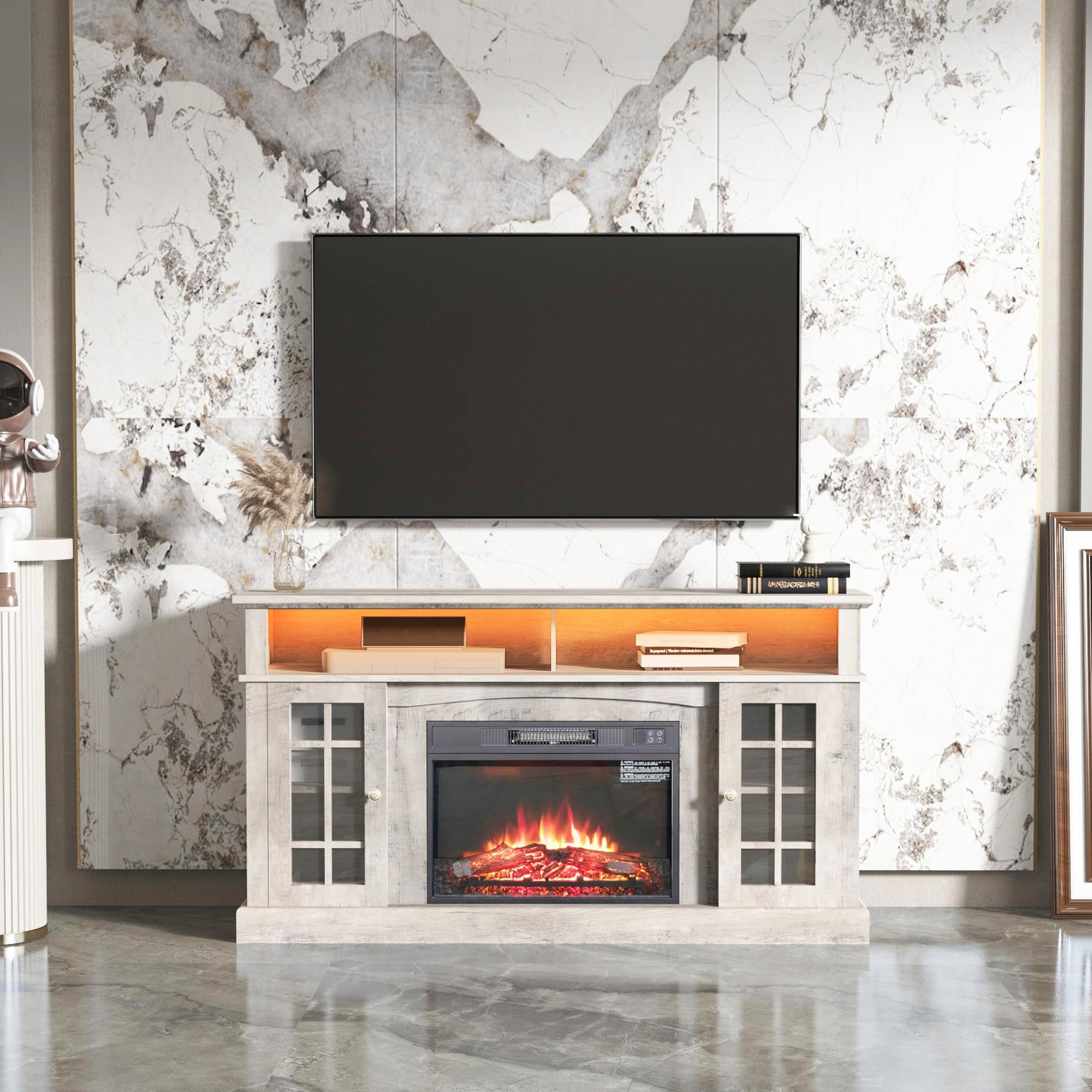 American Country Style Entertainment Center with Electronic Fireplace ...