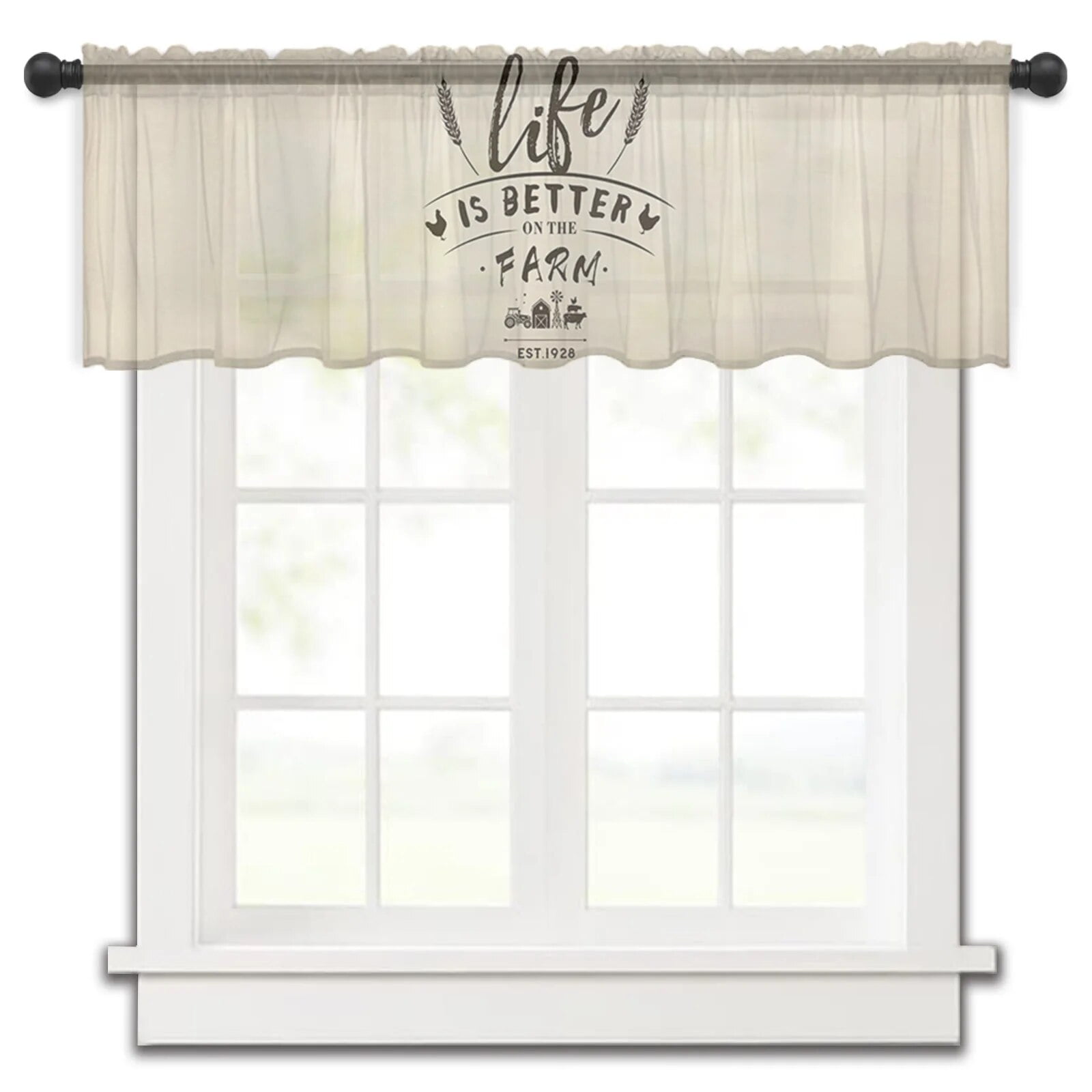 American Country Style Farm Retro Cow Chicken Pig Barn Sheer Curtains ...