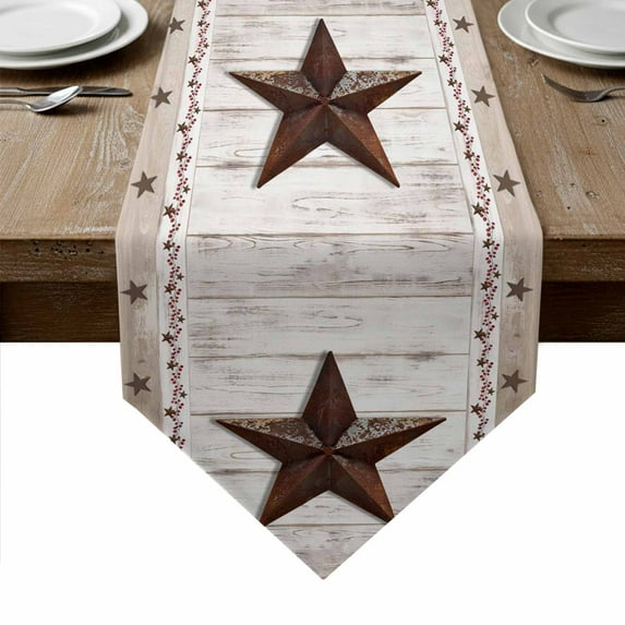 American Country Table Runner Linen Burlap Table Runner 120 Inches Long ...