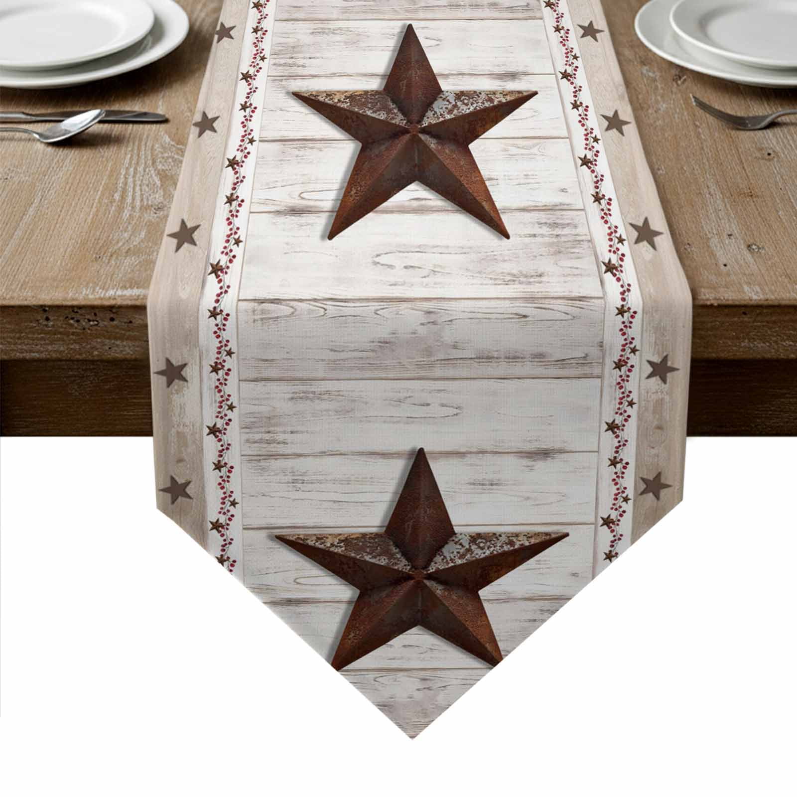 American Country Table Runner Linen Burlap Table Runner 72 Inches Long ...