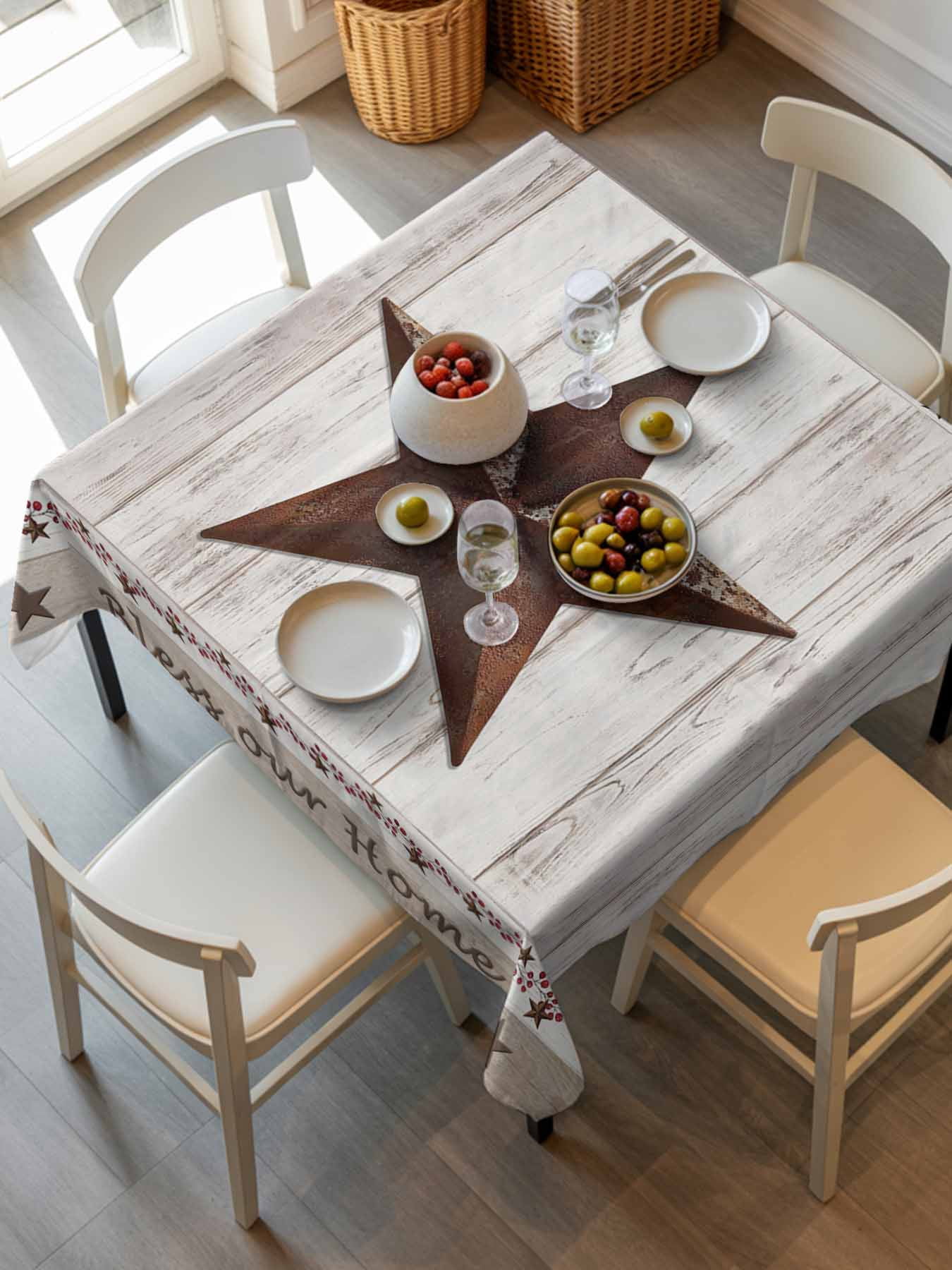 American Country Tablecloth Square Table Cloth 54x54, Waterproof ...