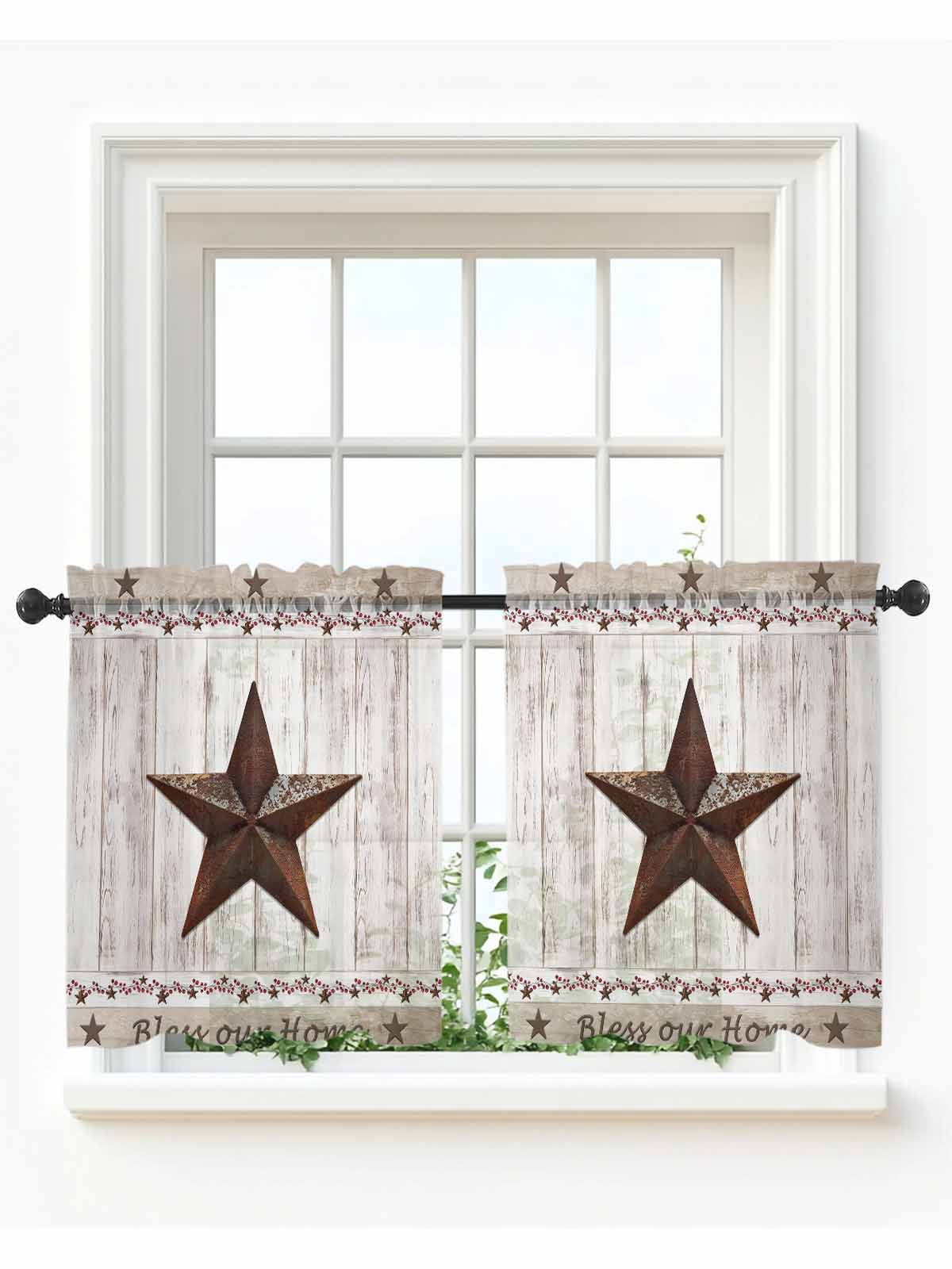 American Country Tier Curtains 36 Inch Length,Sheer Curtains for ...
