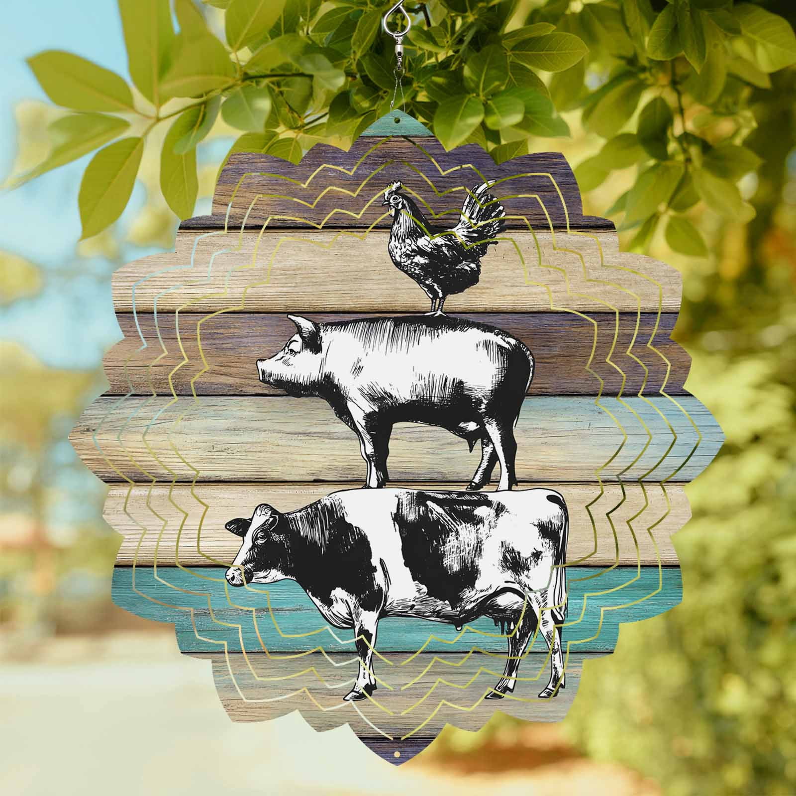 American Country Wind Spinner for Garden Yard 10In, Farm Animal Vintage ...