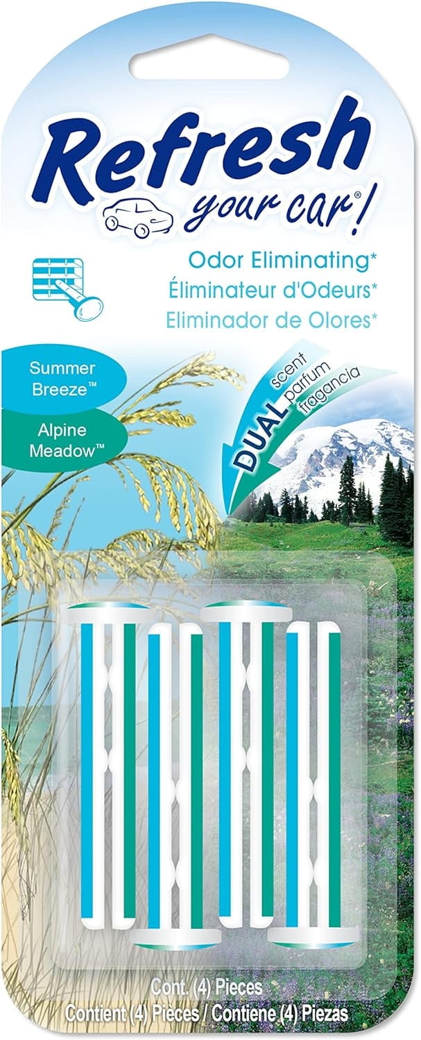 Refresh Car Air Freshener Vent Stick 4ct Summer Breeze & Alpine Meadow ...