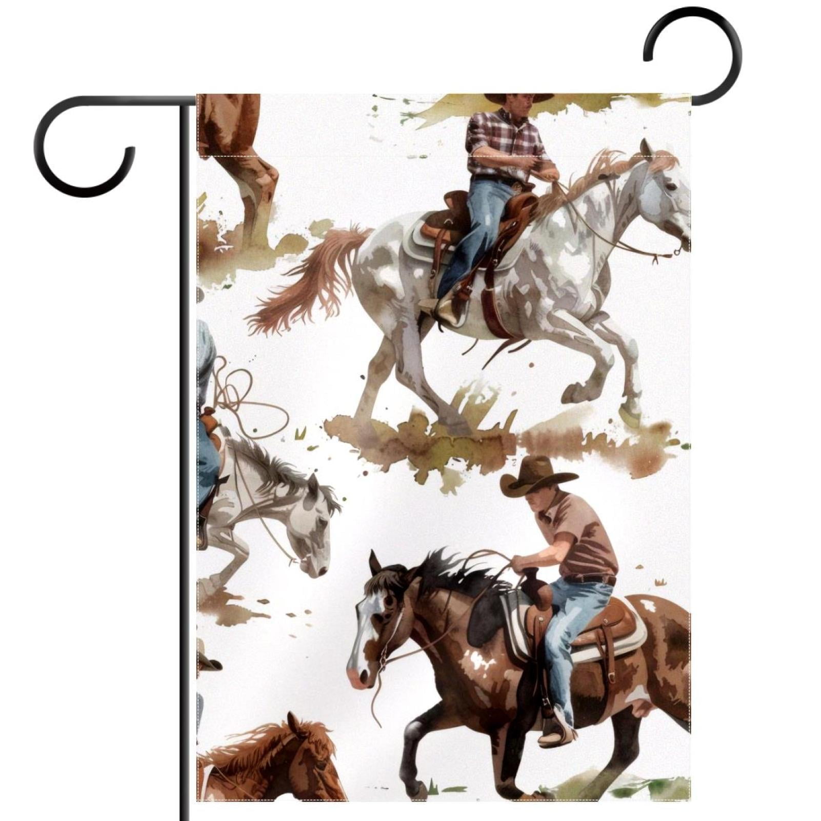 American Cowboy and Cows Seamless Pattern Welcome Garden Flags, 12 x 18 ...