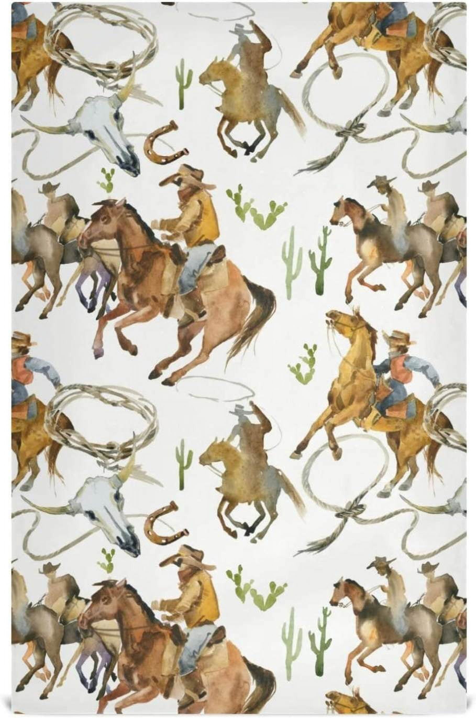 American Cowboy Dish Towels Set of 6, Vintage West Horse Washable Tea ...