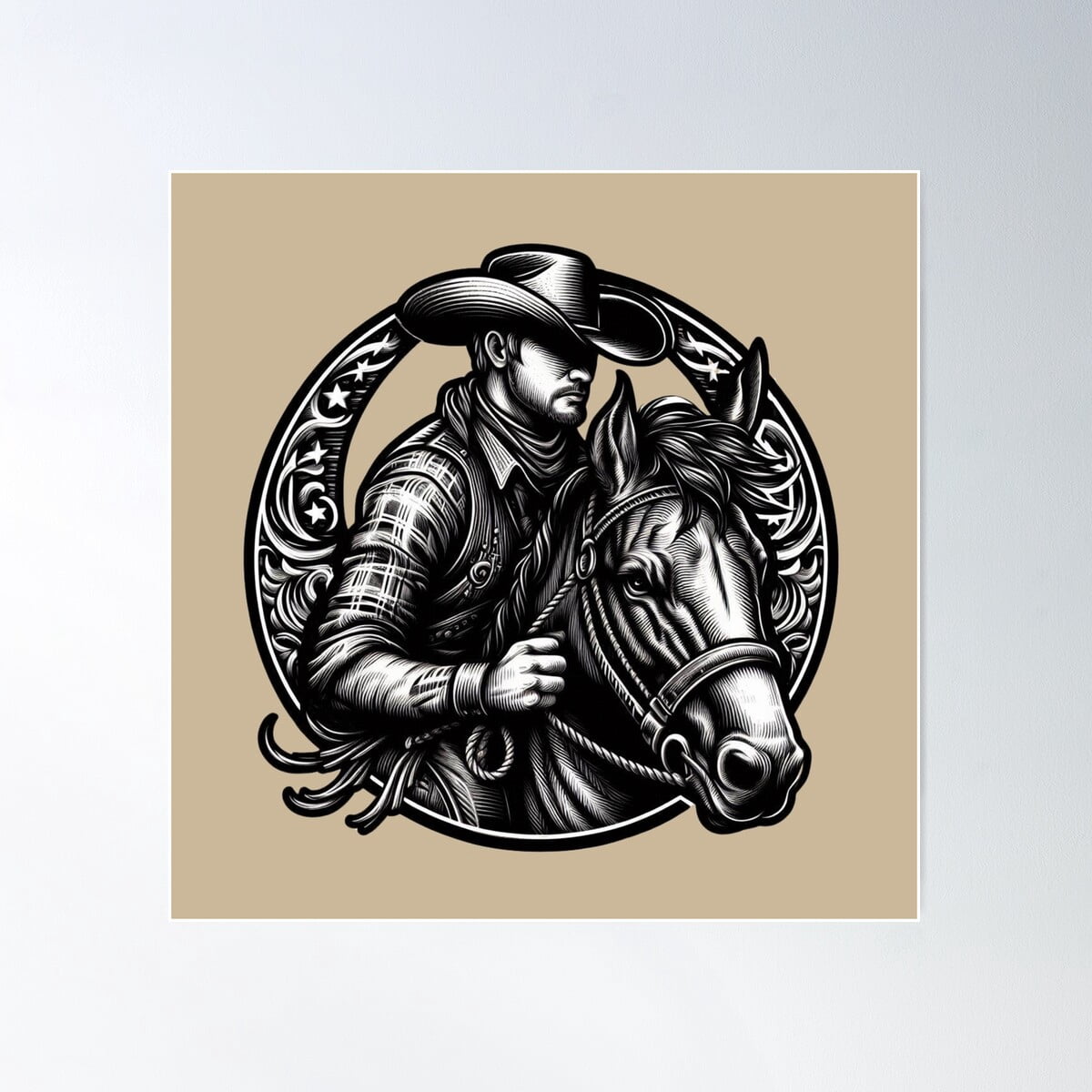 American Cowboy Poster Wall Art, Modern Wall Decor For Living Room ...
