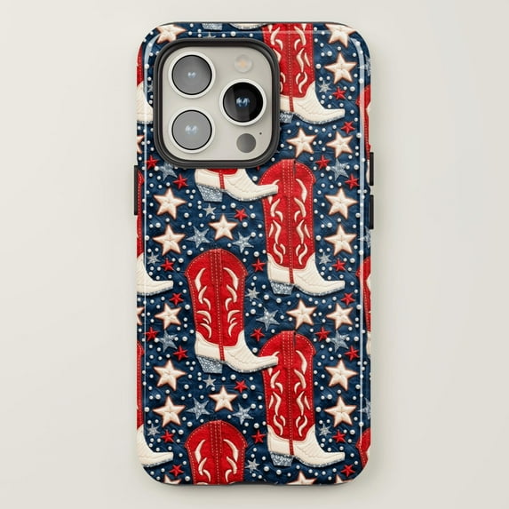 American Cowgirl Boots Faux Embroidery Floral Phone Case for iPhone 17 ...