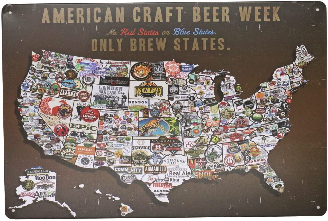 American Craft Beer Week Beer States Map Vintage Plaque Metal Tin Sign ...