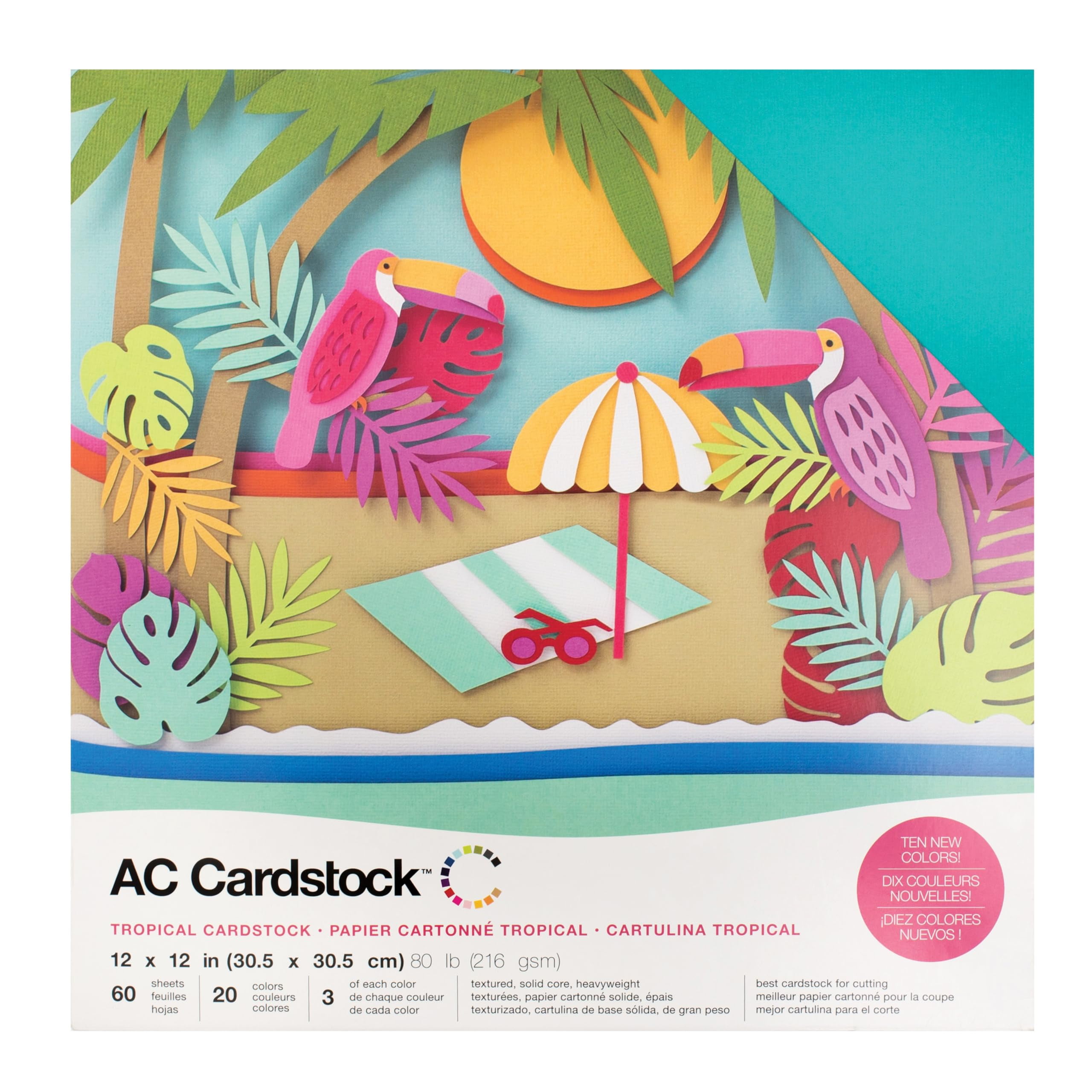 American Crafts 12x12 Card MSF2 Stock Pack, 60 Sheets Sheets Of 20 ...