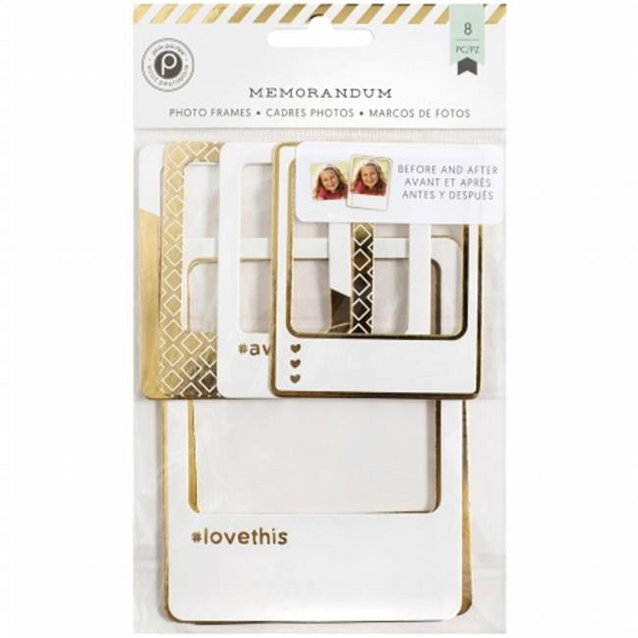 American Crafts 310036 Memorandum Cardstock Photo Frames - With Gold ...