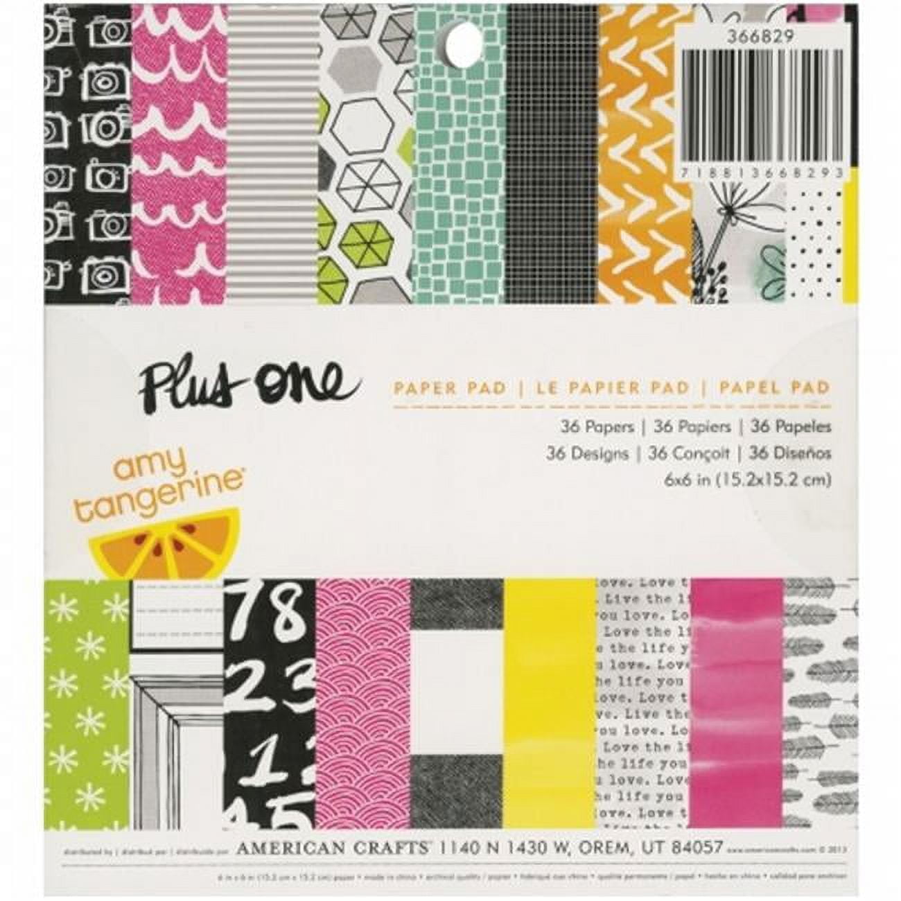 American Crafts 366829 Amy Tan Plus One Paper Pad 6 in. X6 in. 36 ...