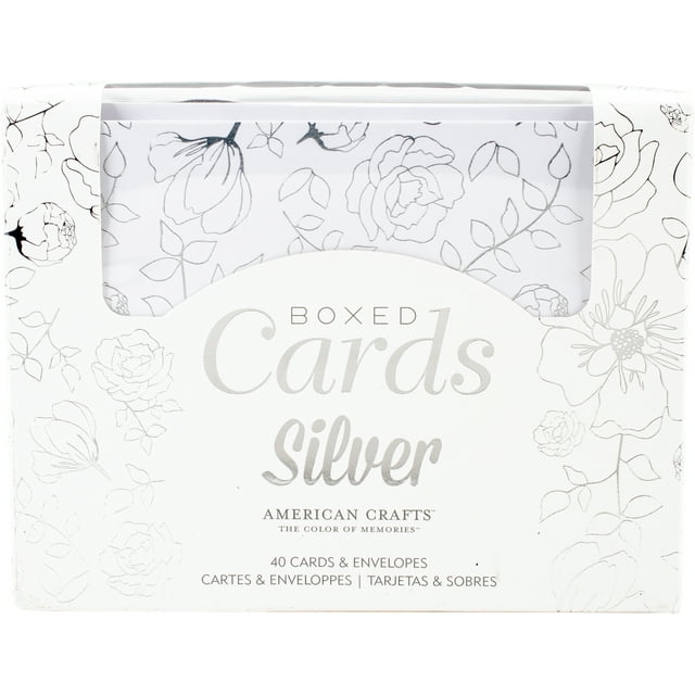 American Crafts A2 Cards W/Envelopes (4.375"X5.75") 40/Box-Silver ...