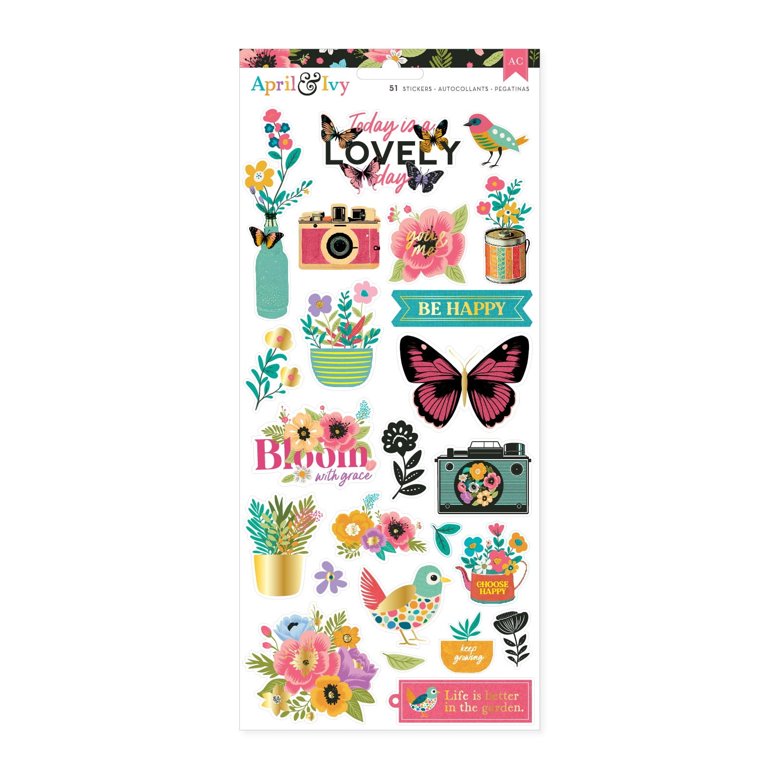 American Crafts Cardstock Stickers 6"X12" 51/Pkg-Icons, Gold Foil ...