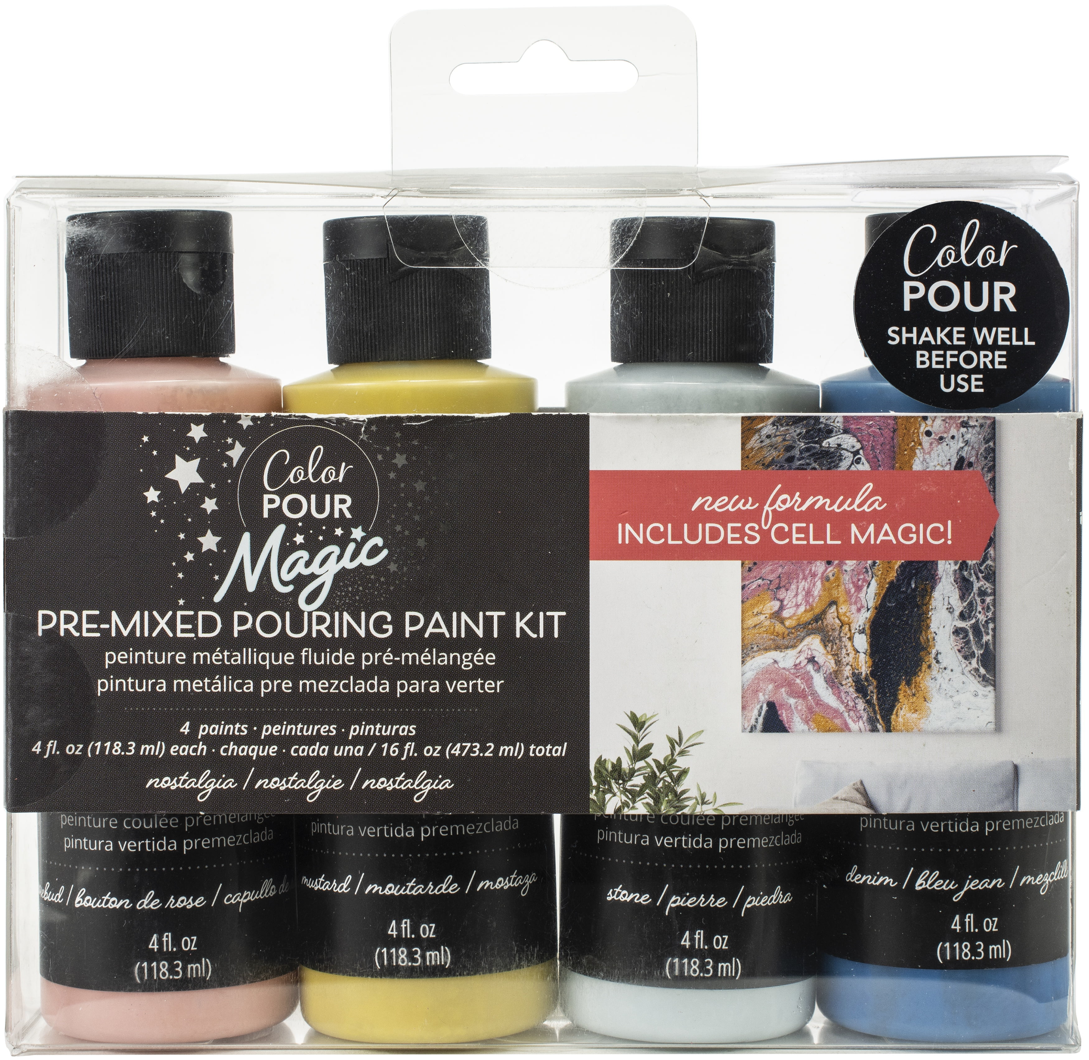 American Crafts Color Pour Magic Pre-Mixed Paint Kit 4/Pkg-Nostalgia ...