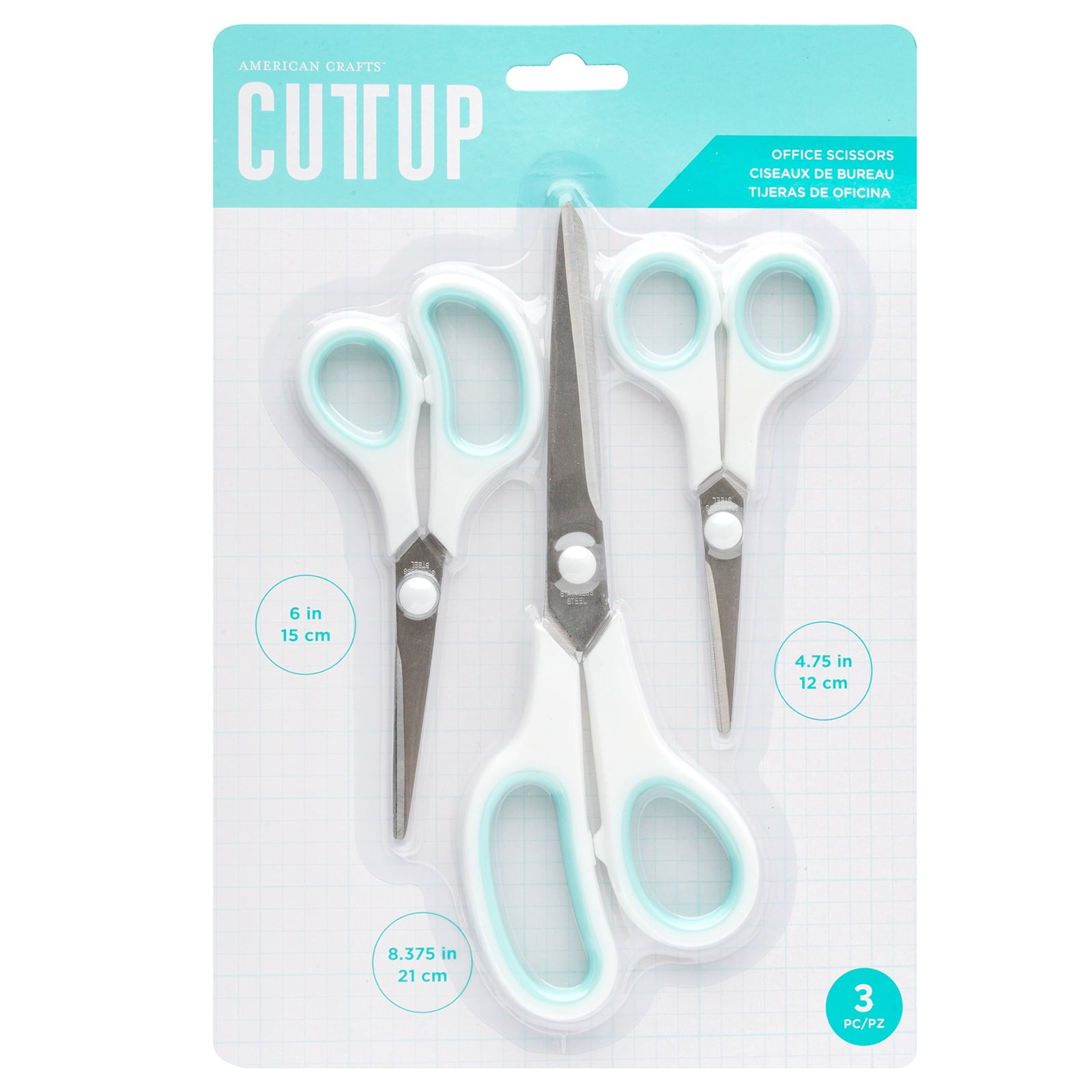 American Crafts Cut Up Office Scissors 3/Pkg-Blue and White - Walmart.com