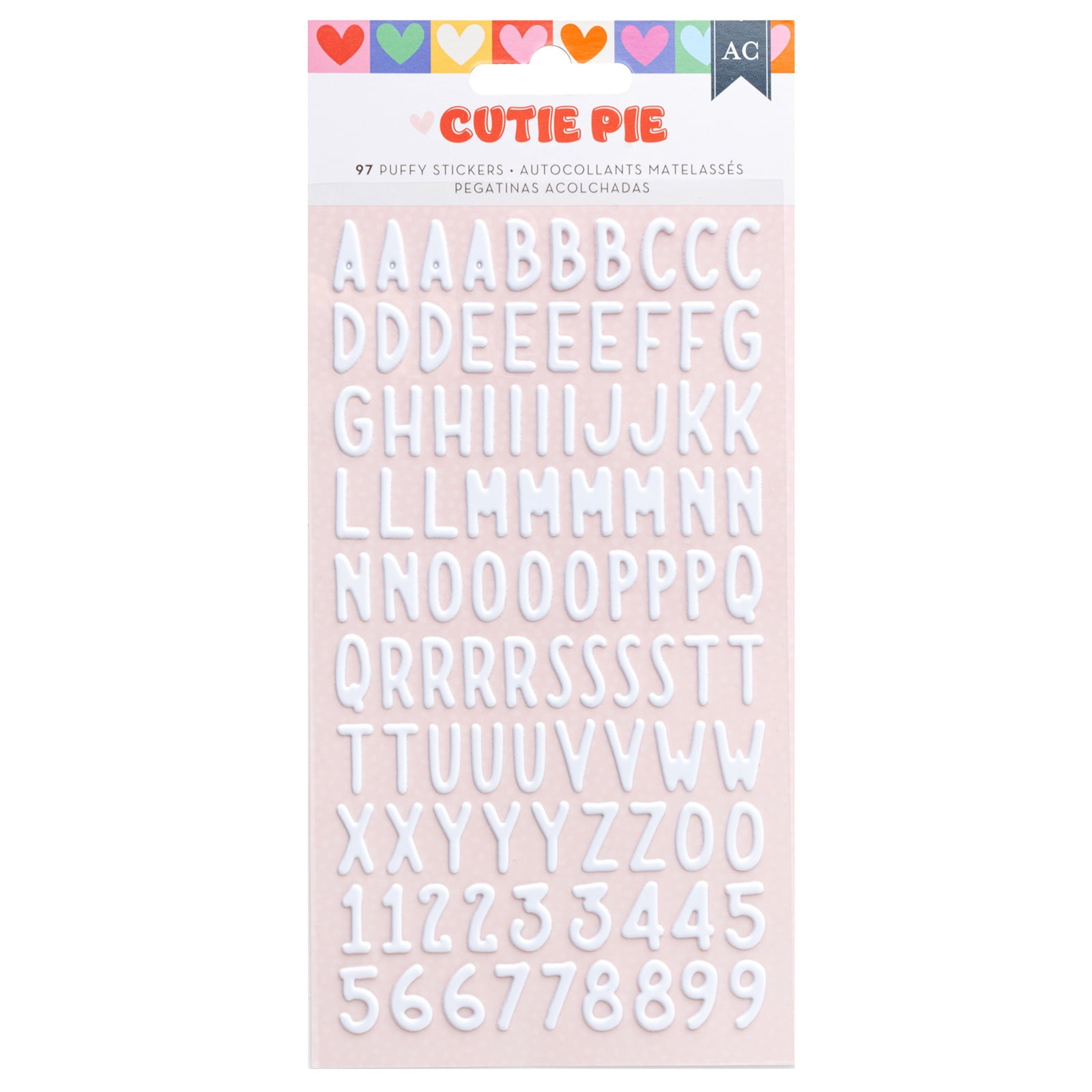 American Crafts Cutie Pie Puffy Stickers 97/Pkg-Alphabet - Foil ...