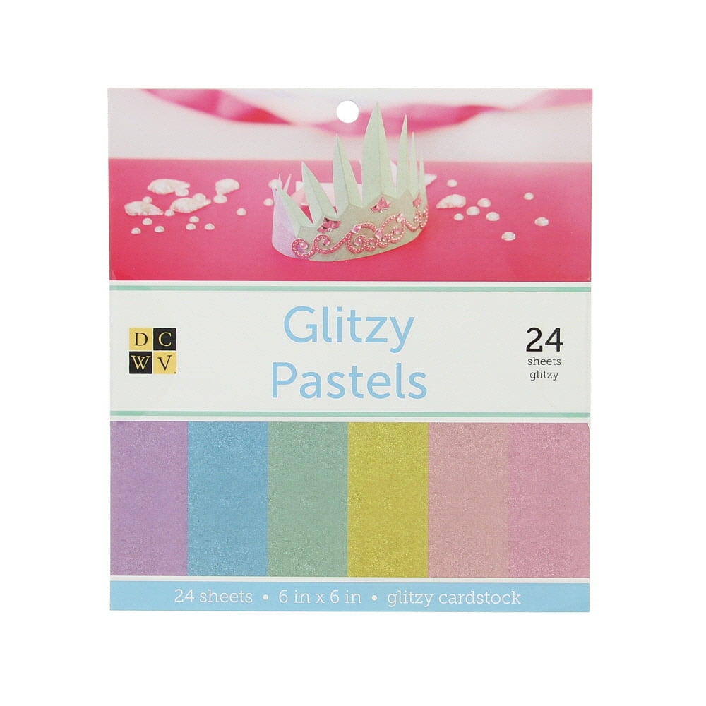 American Crafts DCWV 6" x 6" Glitzy Pastels Paper Stack - Glittered ...