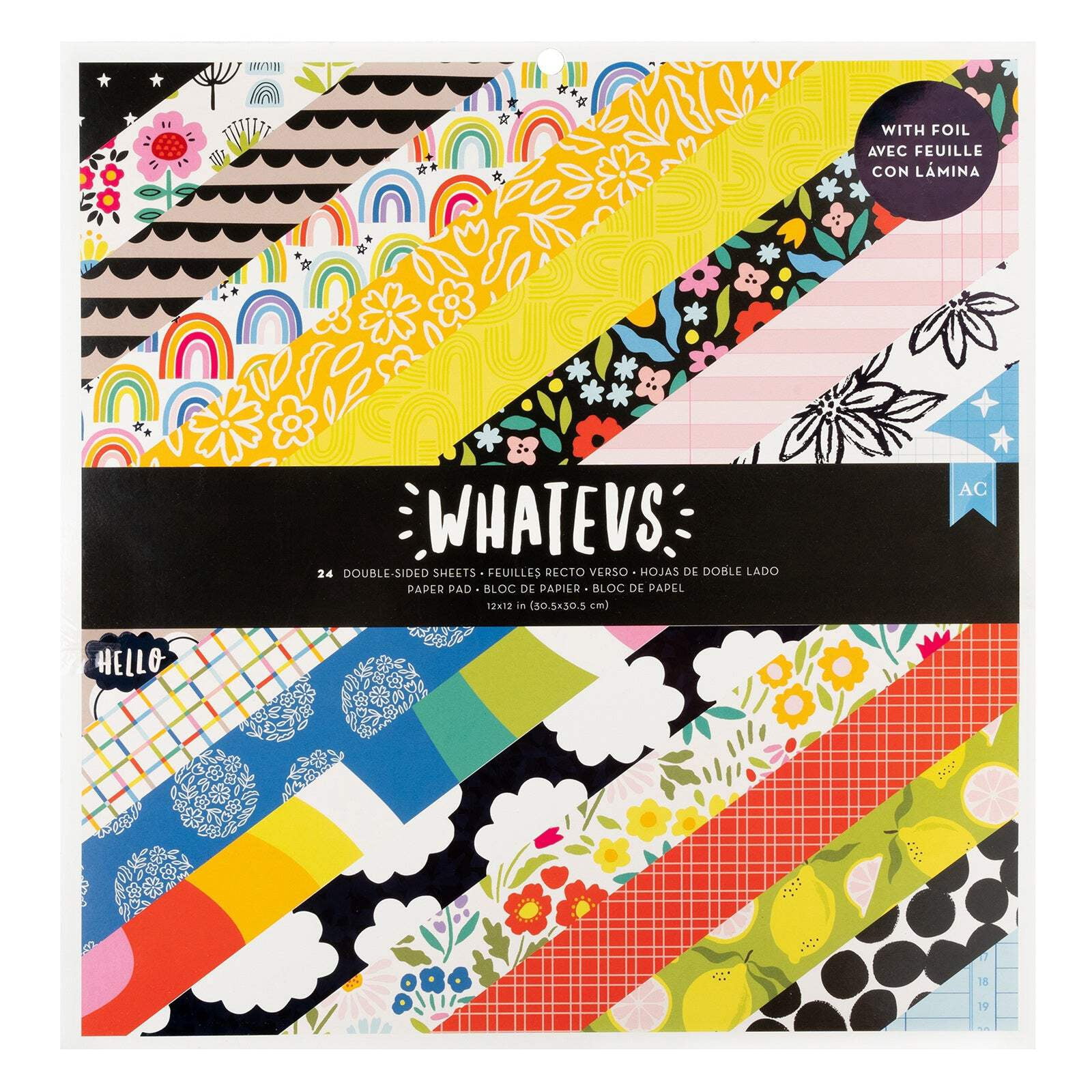 American Crafts Double-Sided Paper Pad 12"X12" 24/Pkg-Black Foil ...