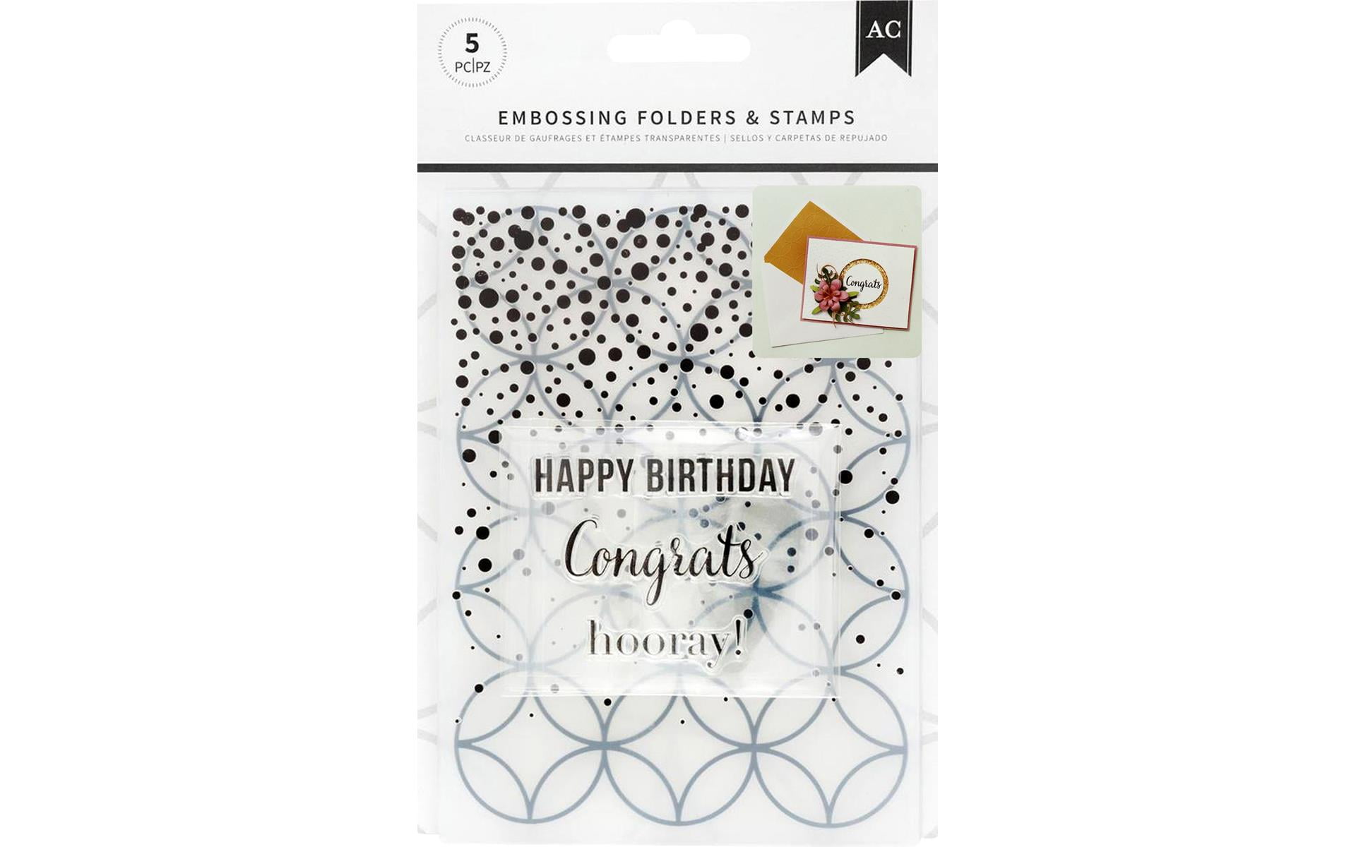 American Crafts Embossing Folders & Stamp Set Hooray - Walmart.com