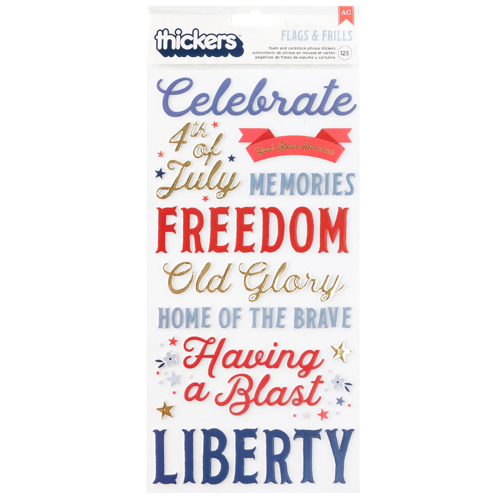 American Crafts Flags And Frills Thickers Stickers 109/Pkg-Gold Foil ...