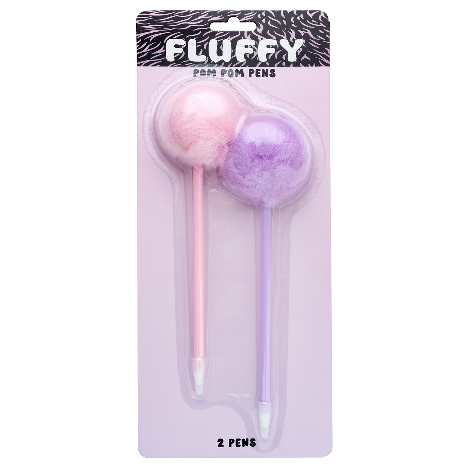 American Crafts Fluffy Pom Pom Pens 2/Pkg-Pink & Purple - Walmart.com