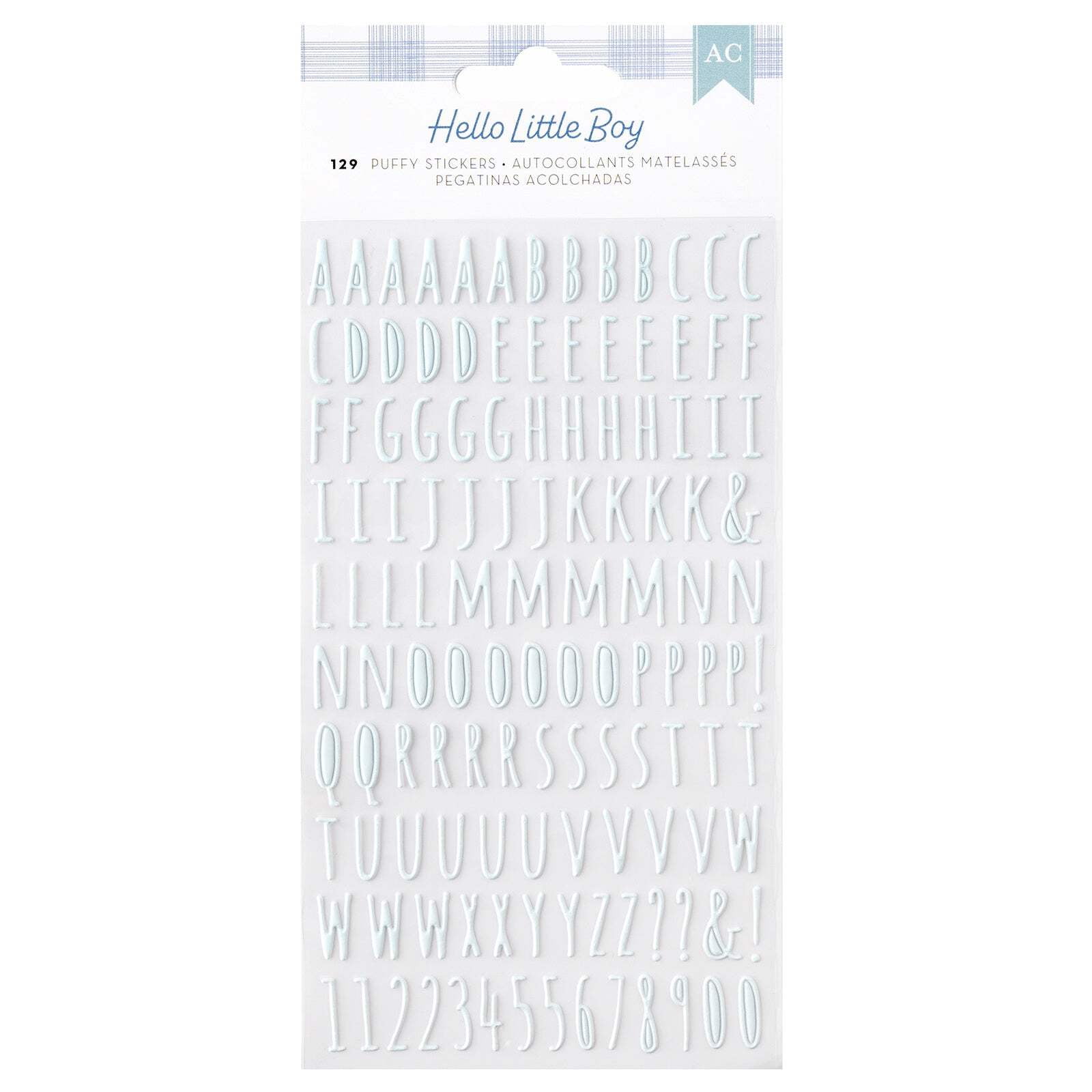 American Crafts Hello Little Boy Puffy Stickers 129/Pkg-Alpha - Walmart.com