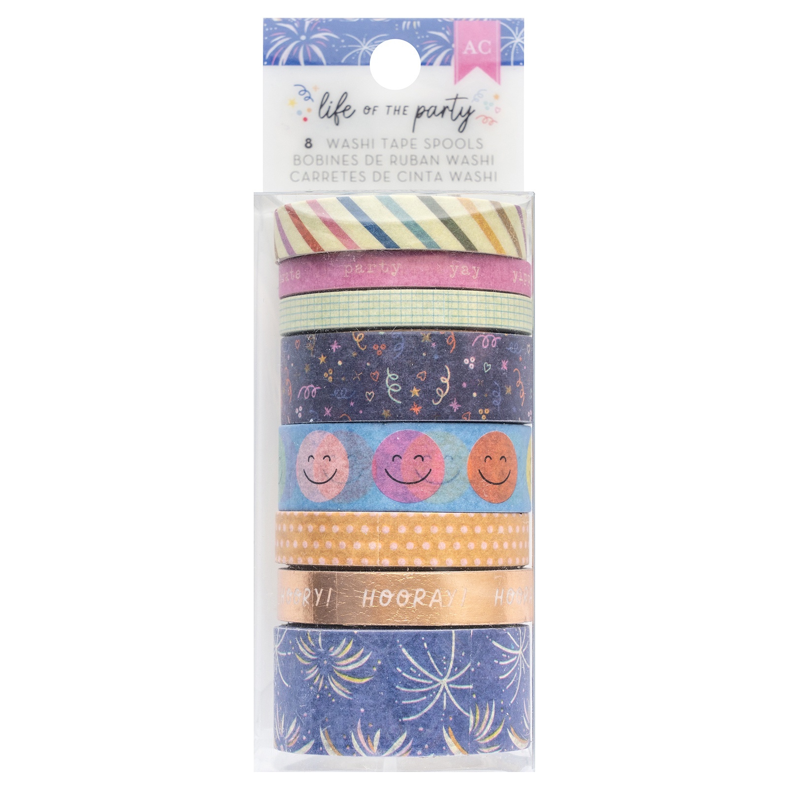 American Crafts Life Of The Party Washi Tape 8/Pkg-Gold Foil - Walmart.com