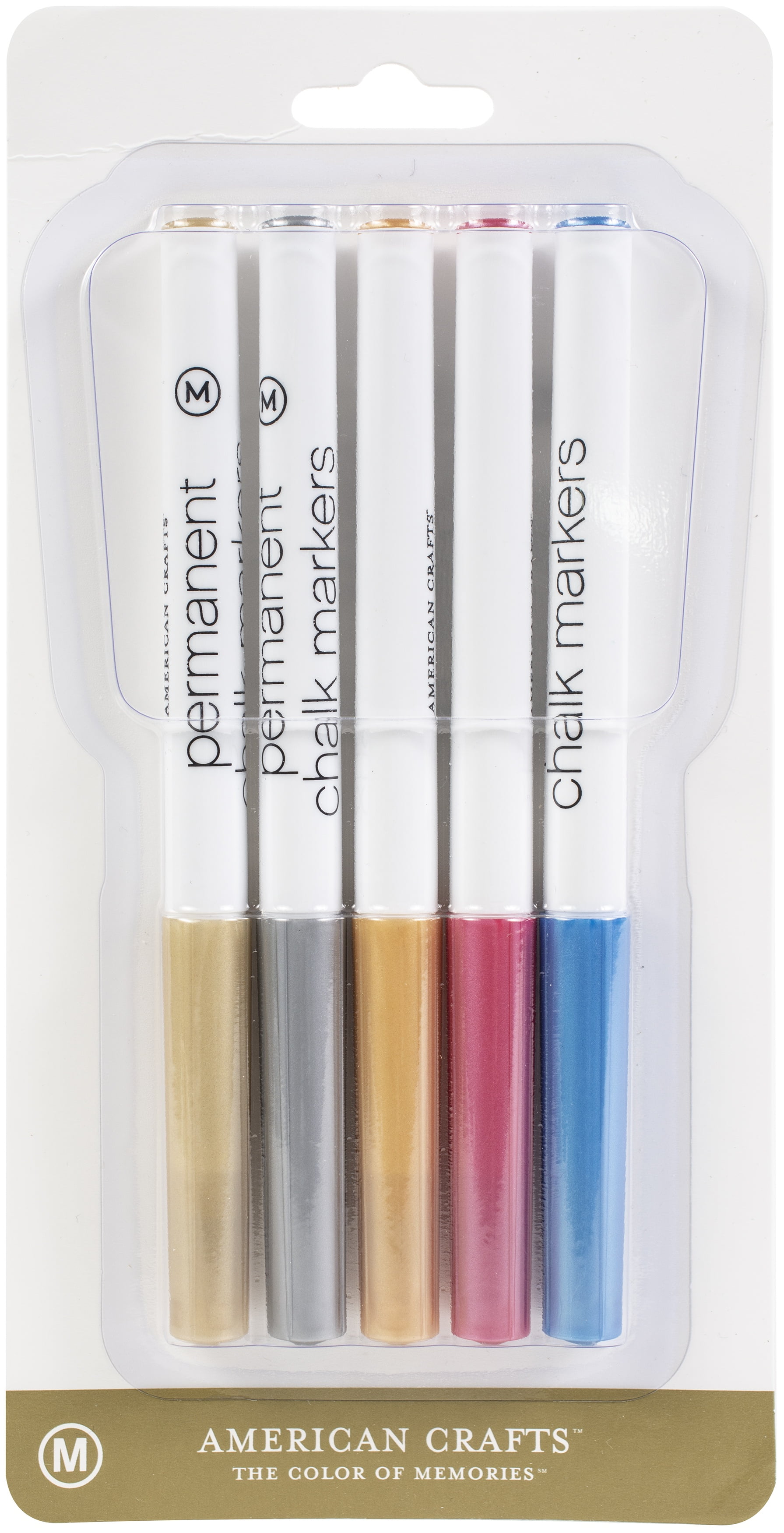 American Crafts Permanent Chalk Markers 5/Pkg-Metallics - Walmart.com