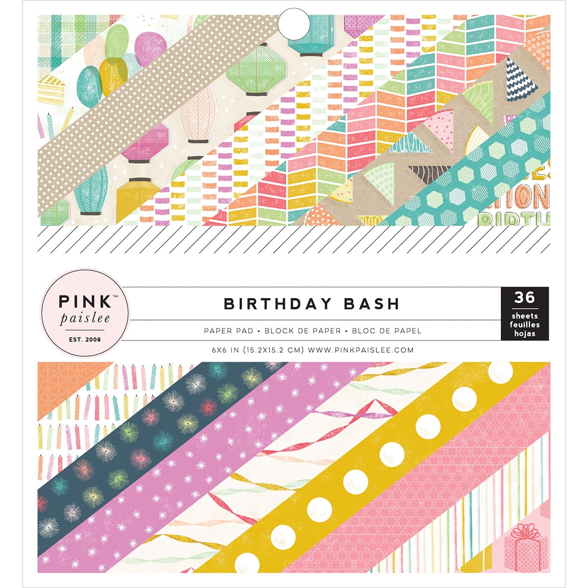 Pink Paislee Single-Sided Paper Pad 6"X6" 36/Pkg-Birthday Bash ...