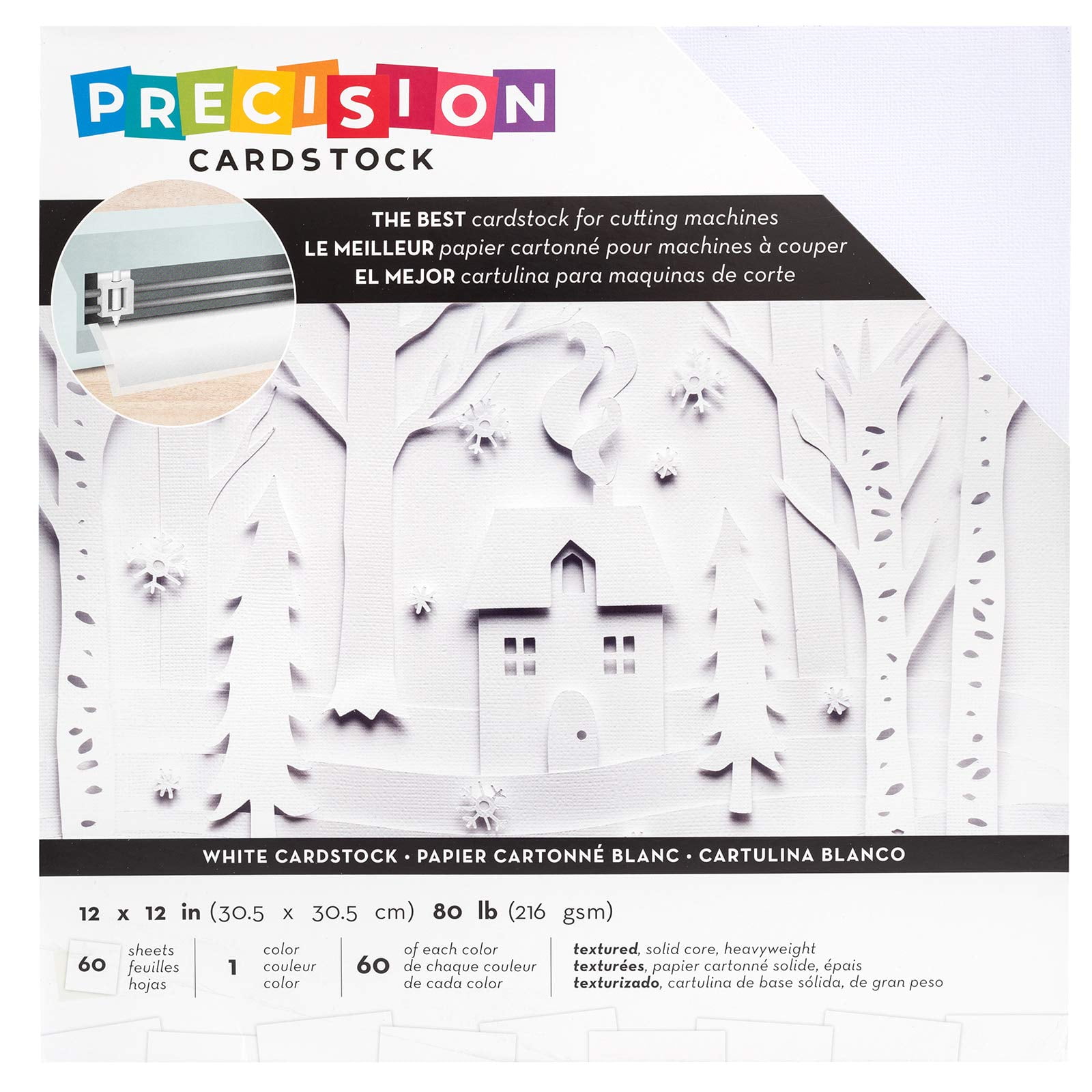 American Crafts Precision Cardstock AIF9 Pack-12x12 60/Package White ...