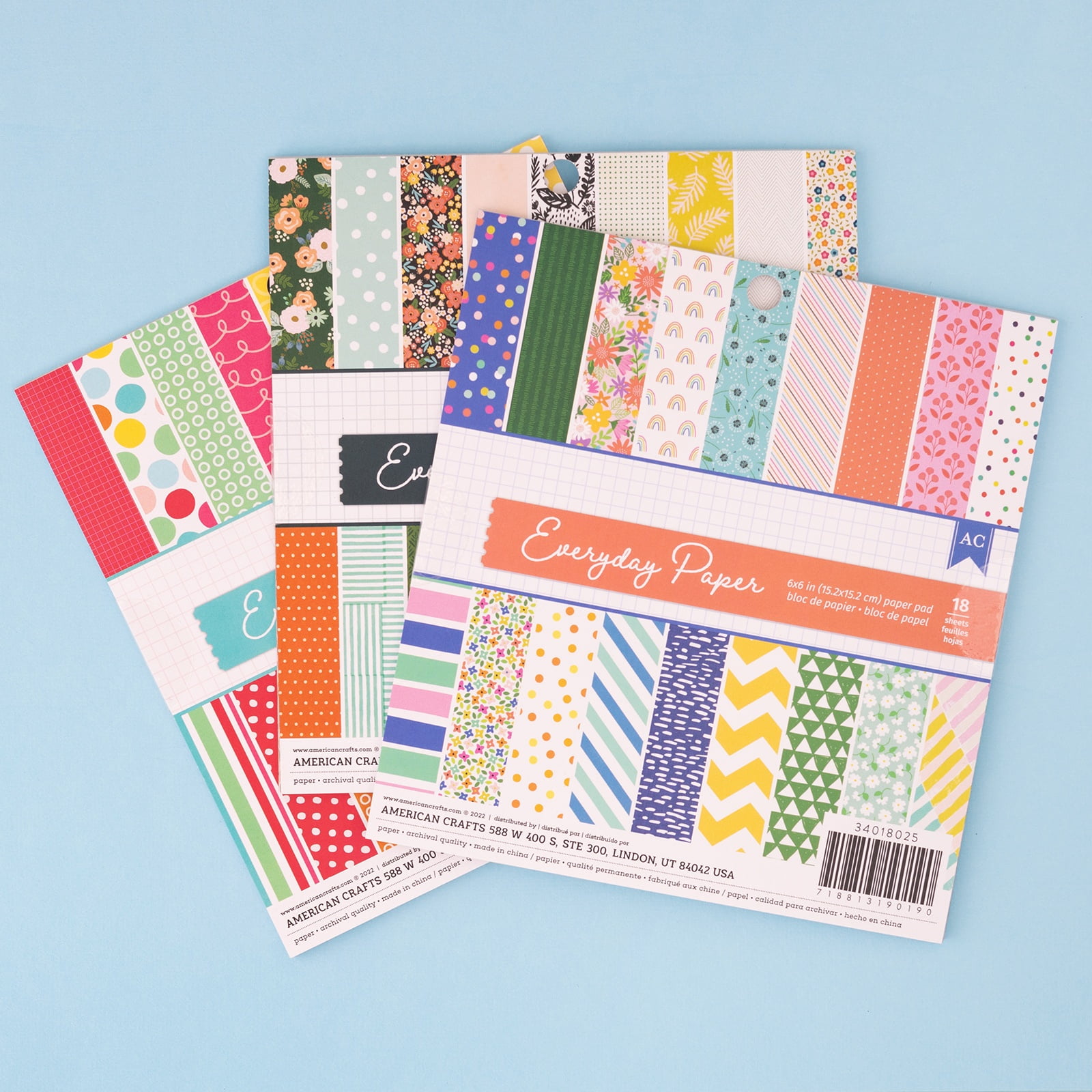 American Crafts Single-Sided Paper Pad 6"X6" 18 Sheets-Assortment 2 ...