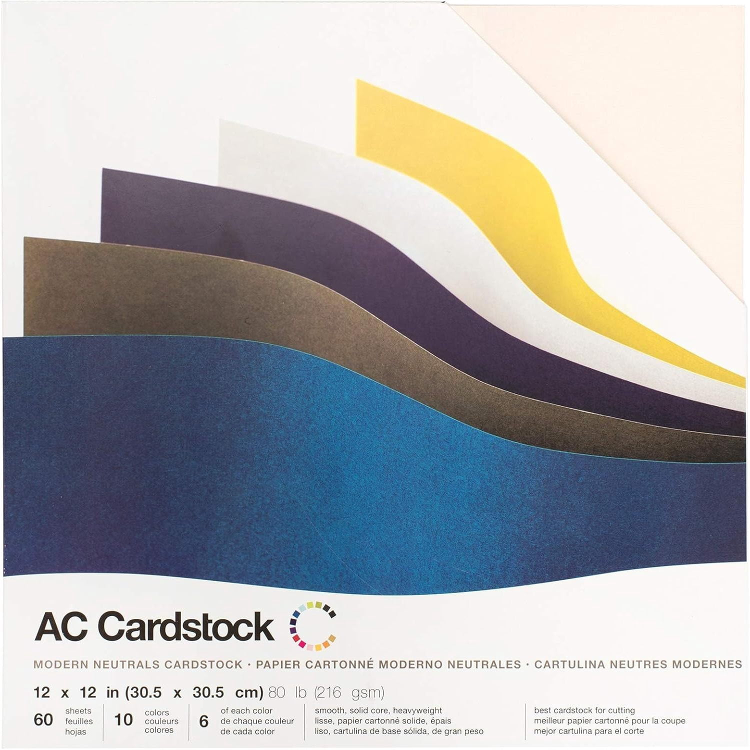 American Crafts Smooth Cardstock Pack 12"X12" 60/Pkg-Modern Neutral, 6 ...