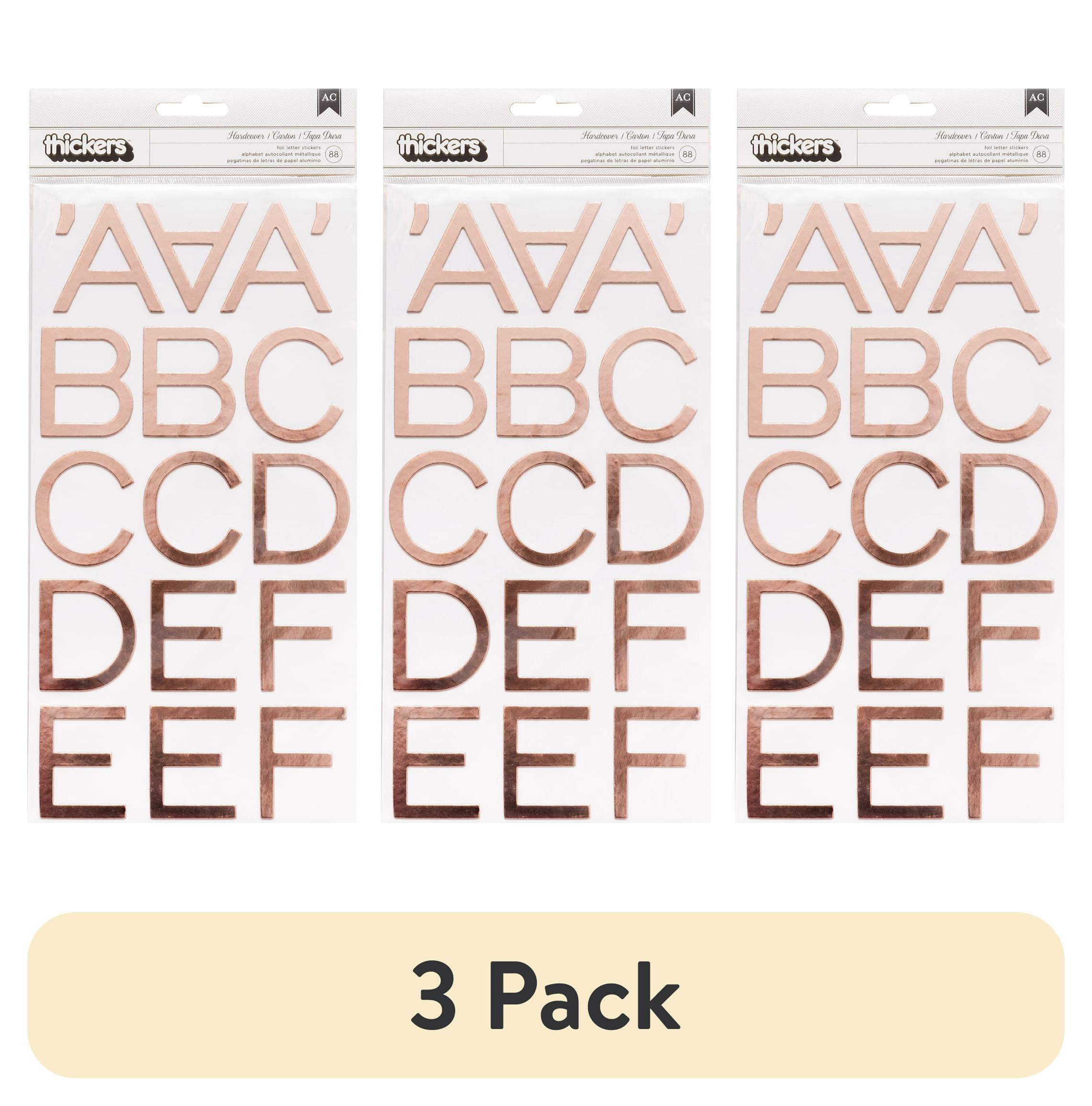 (3 pack) American Crafts Solid Stickers Rose Gold Foil Large Alphabet ...