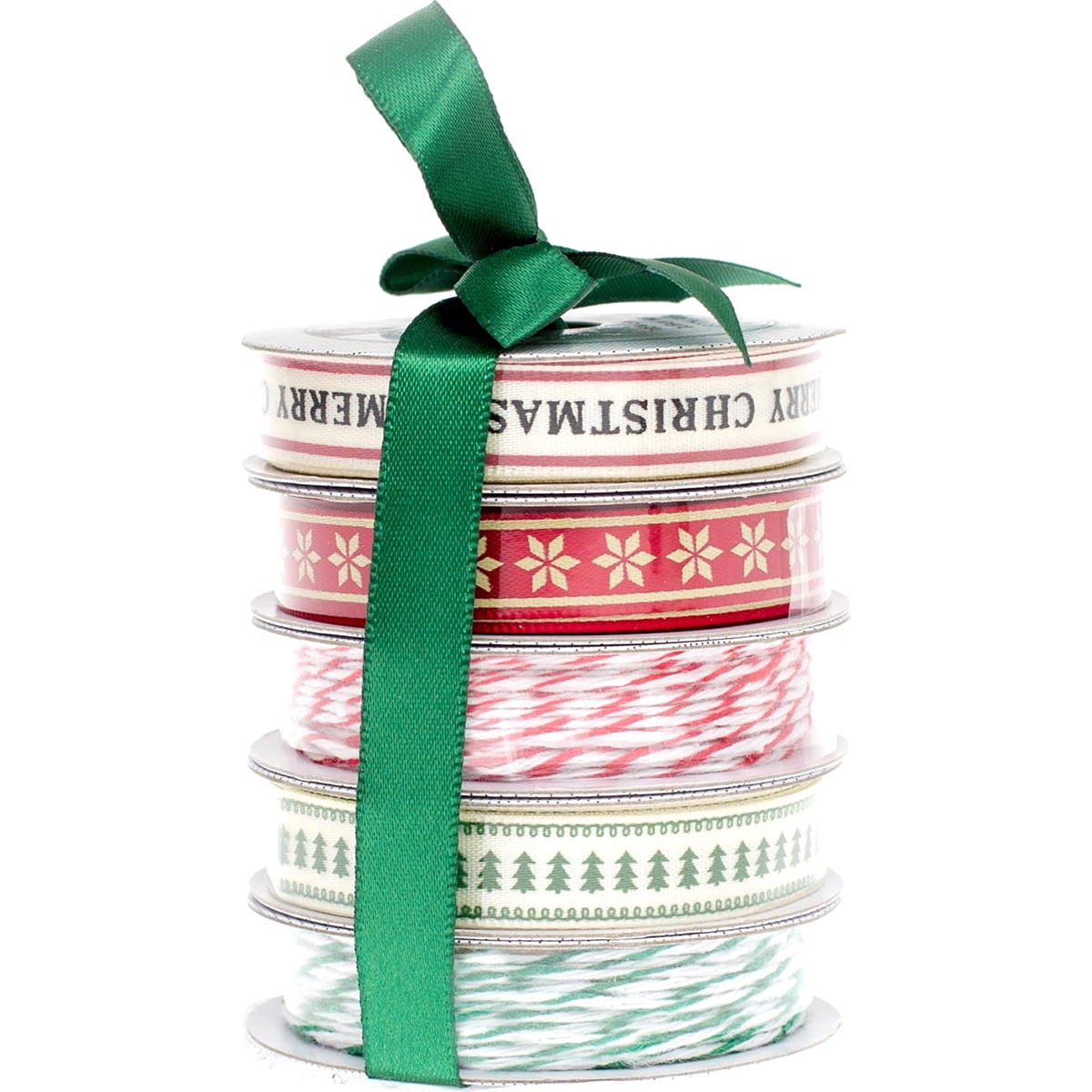 American Crafts Value Pack Ribbon 4' Spool 24/Pkg-Merry Christmas, Pk 3 ...