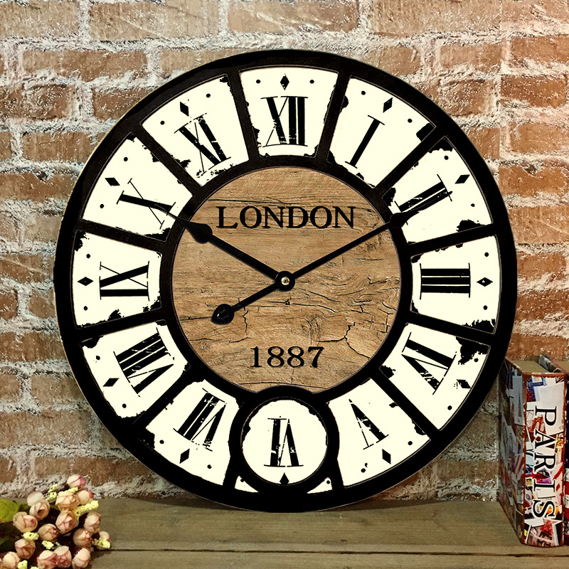 American Creative Noiseless Hanging Clock Living Room Home Clock ...