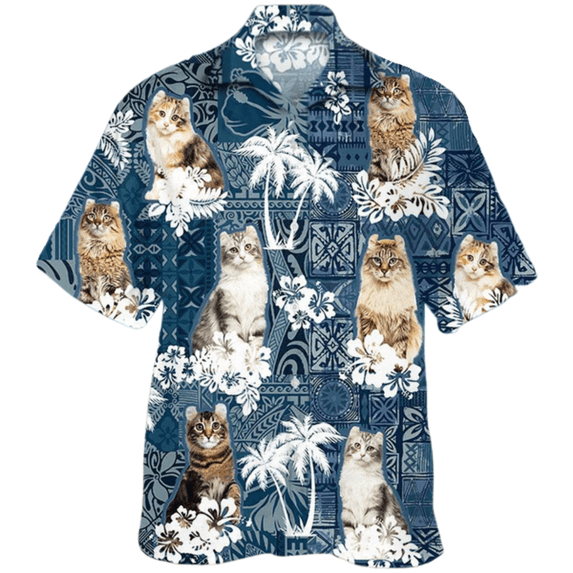 American Curl Green Tropical Hawaiian Shirt For Men, Cat Hawaiian Shirt ...