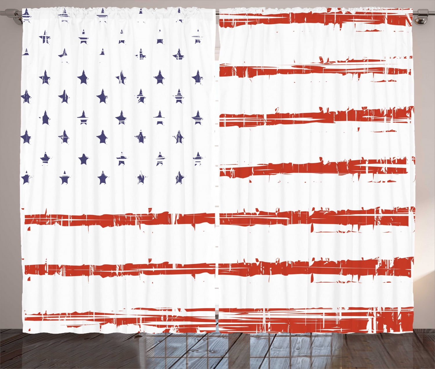 Ambesonne American Curtains 2 Panel Set, Vector Grunge Texture, 108" x ...