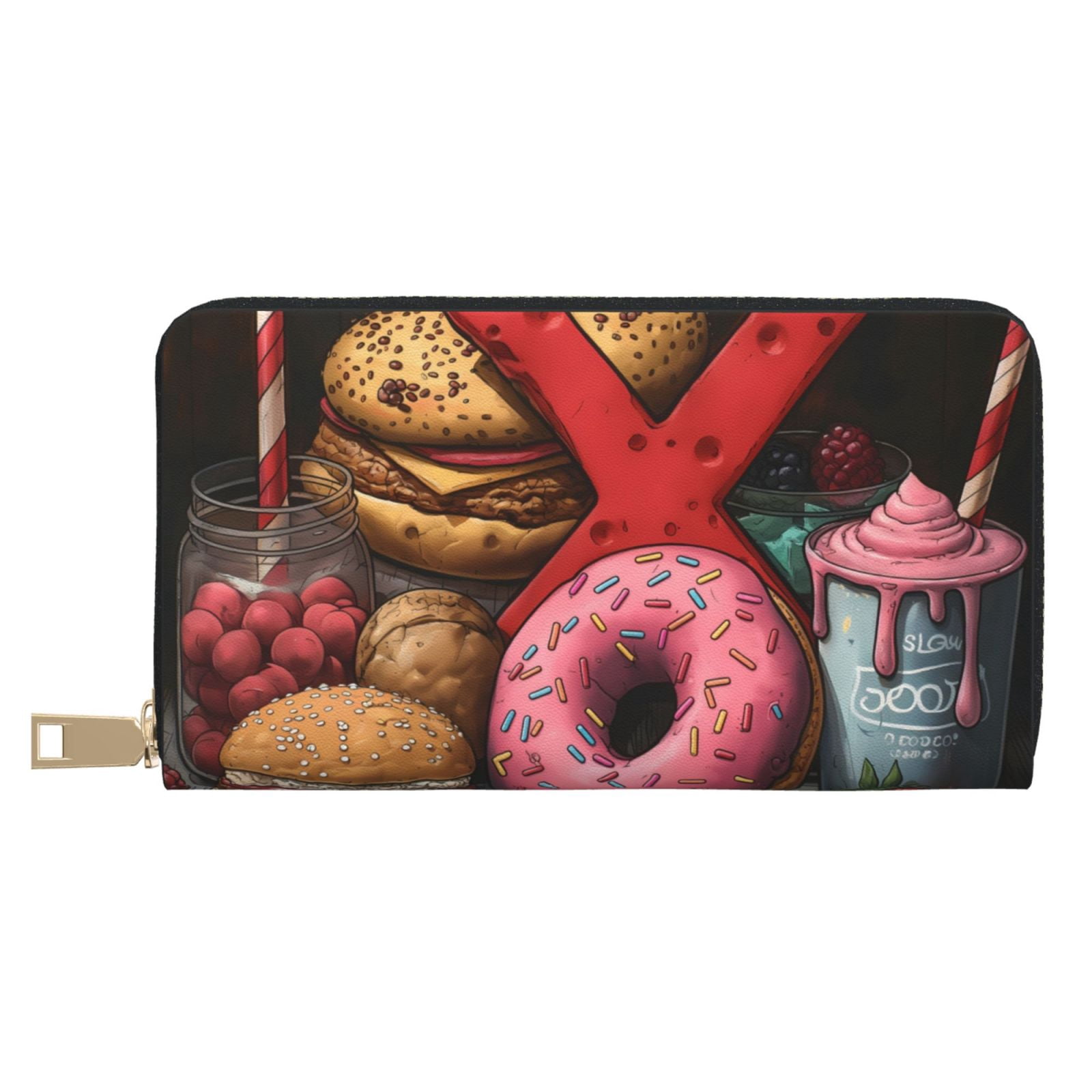 American Cute Food Art Wallet Women, Leather Bifold Multi Card Wallet ...