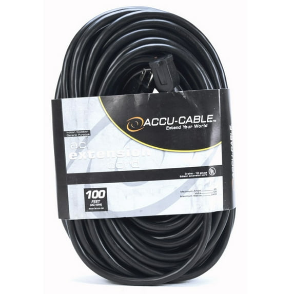 American DJ 100 Foot 12 Gauge Indoor Outdoor Extension Cable ETL ...