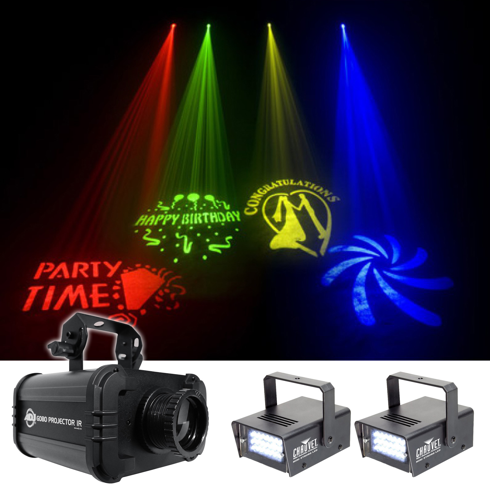 American DJ ADJ GOBO PROJECTOR IR LED Light + (2) Strobe Lights ...