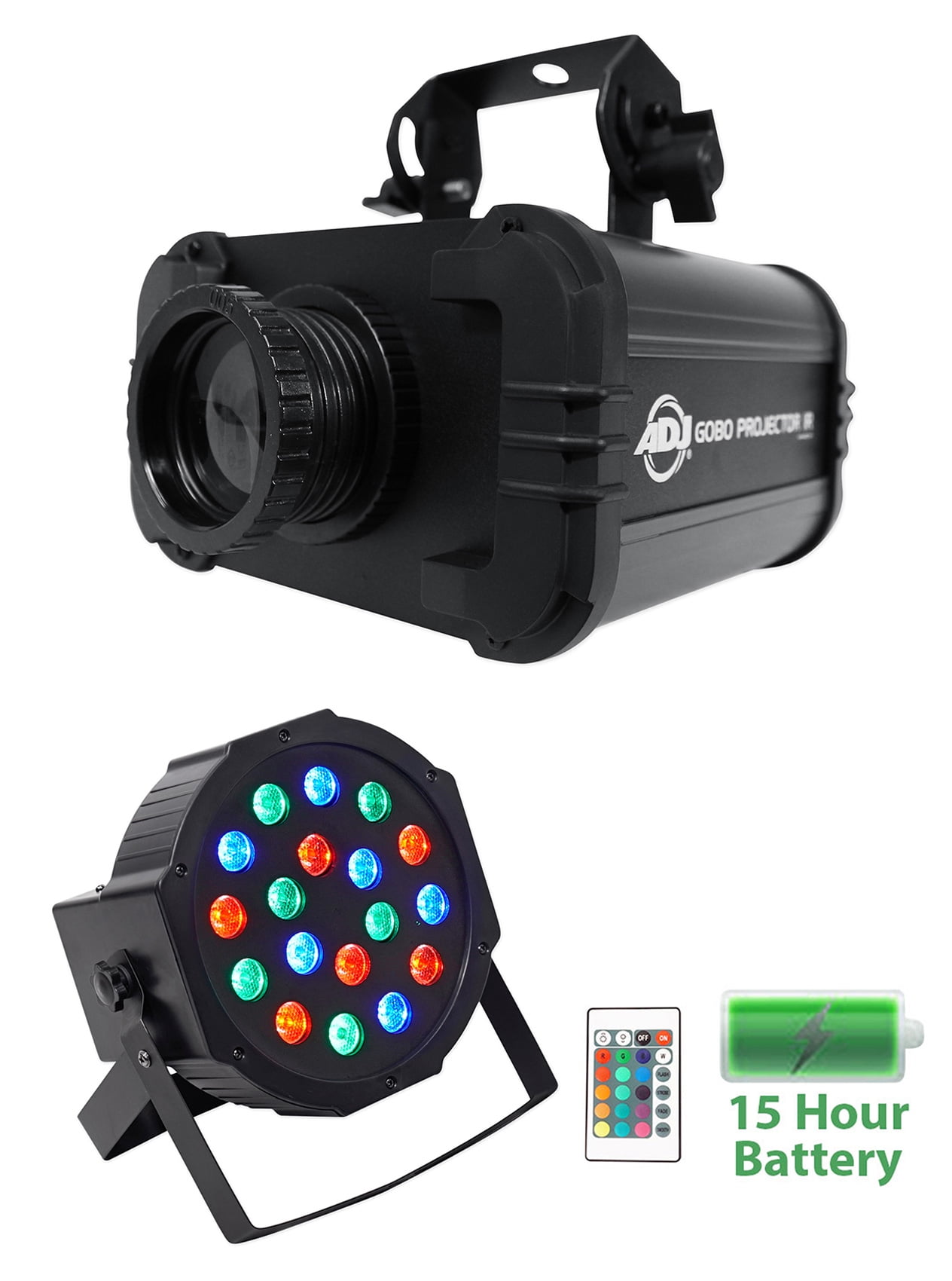 American DJ ADJ GOBO PROJECTOR IR LED w/ 4 Colors+4 Patterns+Battery Par Light - Walmart.com