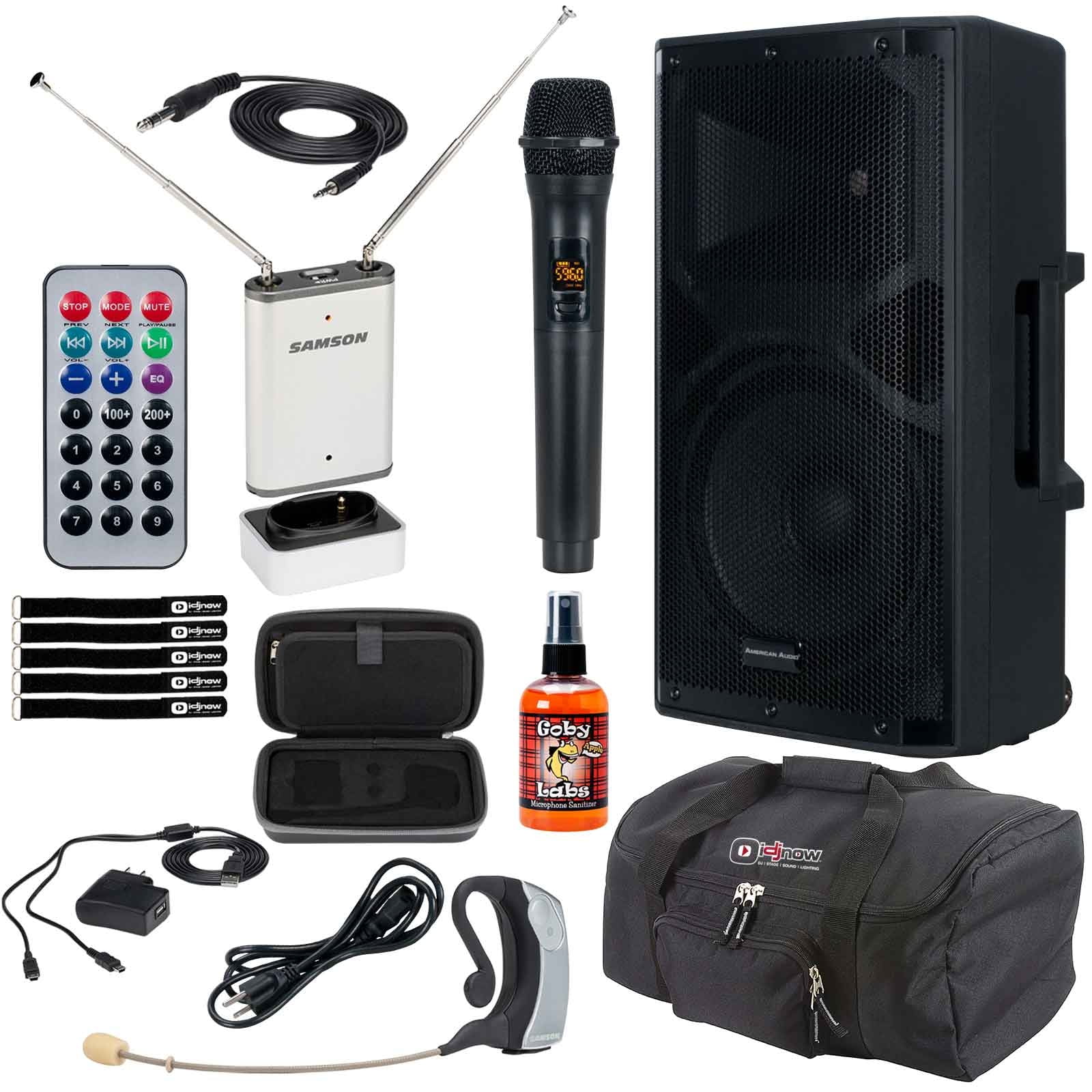 American Audio APX12 GO BT 12" 2-Way Active Loudspeaker with Samson ...