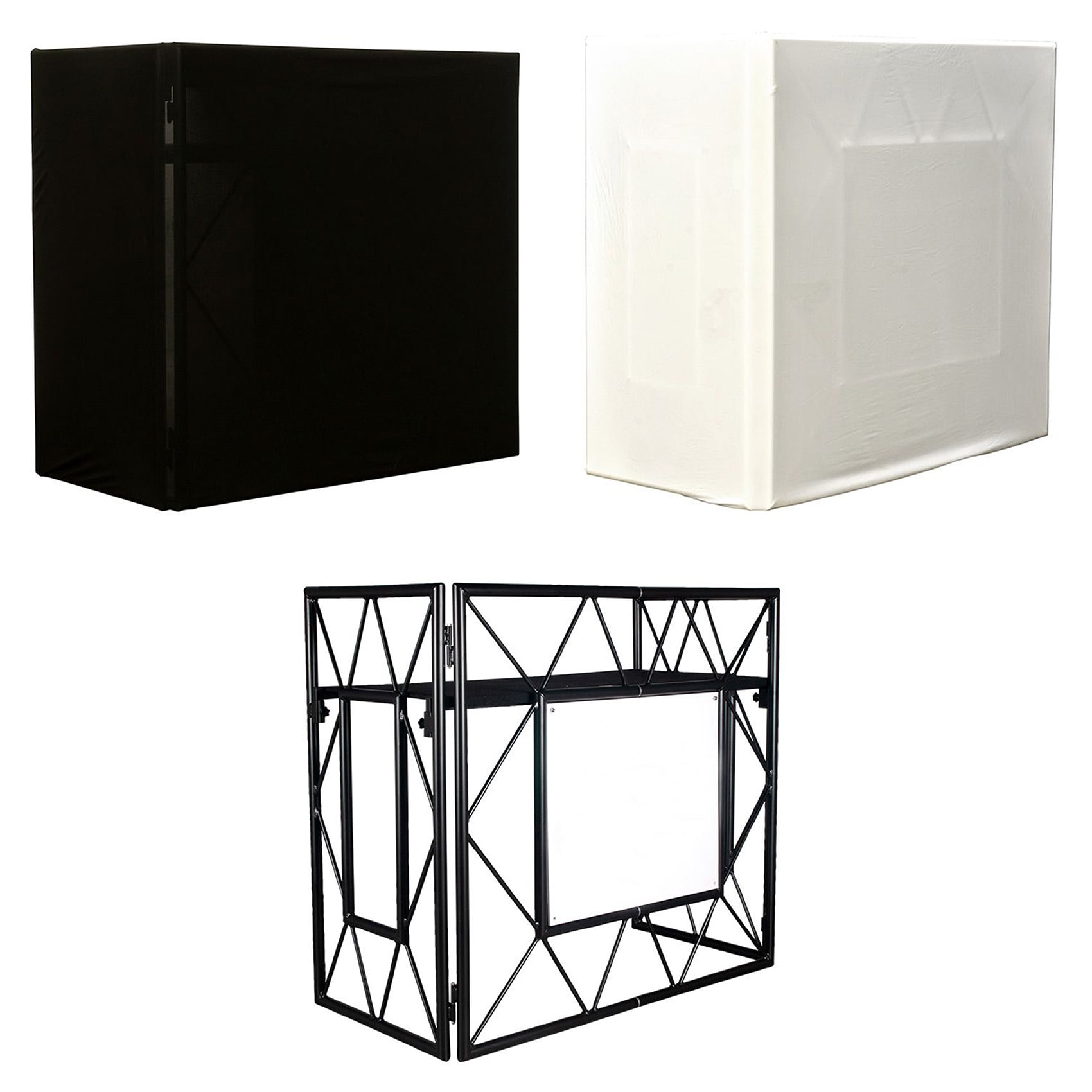 American DJ Pro Event Table 2 MB Foldable DJ Booth Facade+Black+White ...