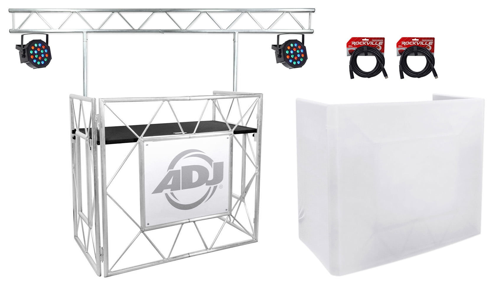 American DJ Pro Event Table II Foldable DJ Booth Facade+Truss+Scrim+(2 ...
