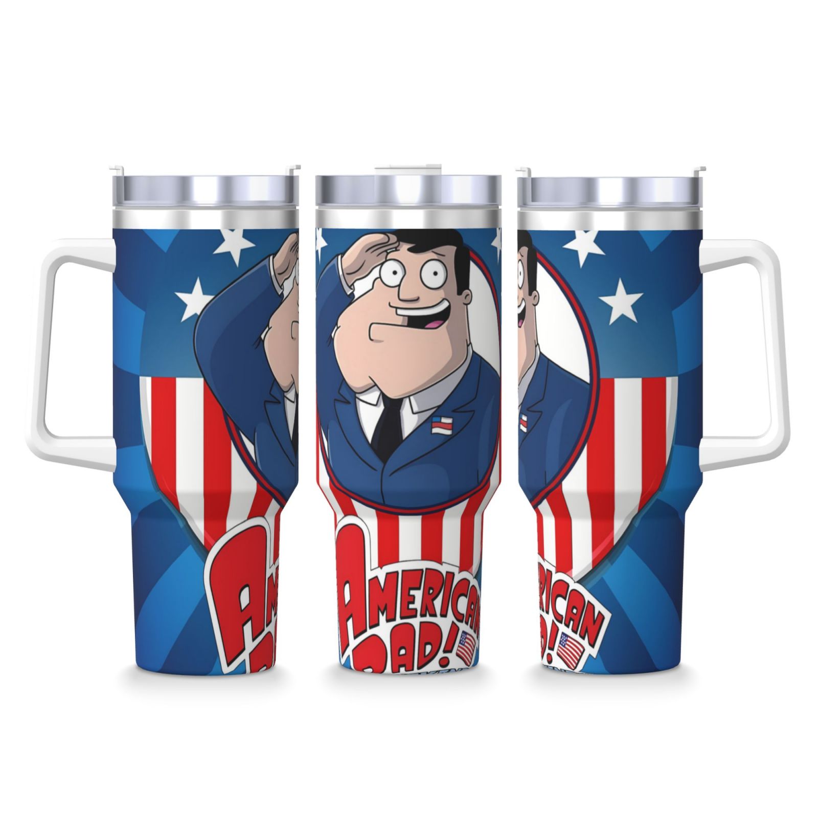 American Dad 40 Oz Ice Bully Cup With Handle And Straw, Double Wall ...