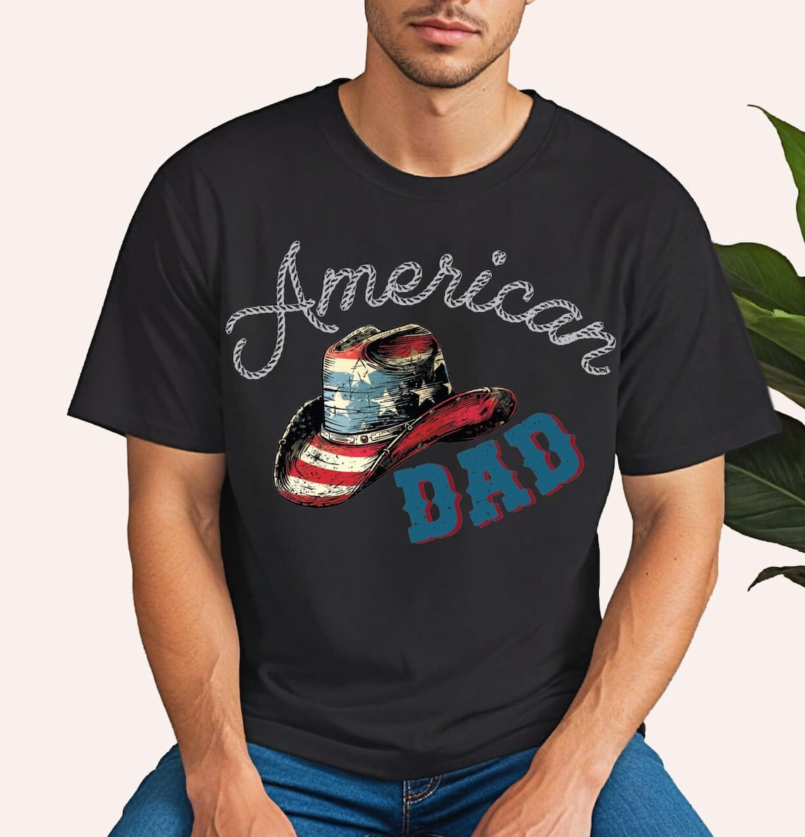 American Dad Cowboy Shirt, Western Patriotic Dad Tee, Cowboy Hat ...