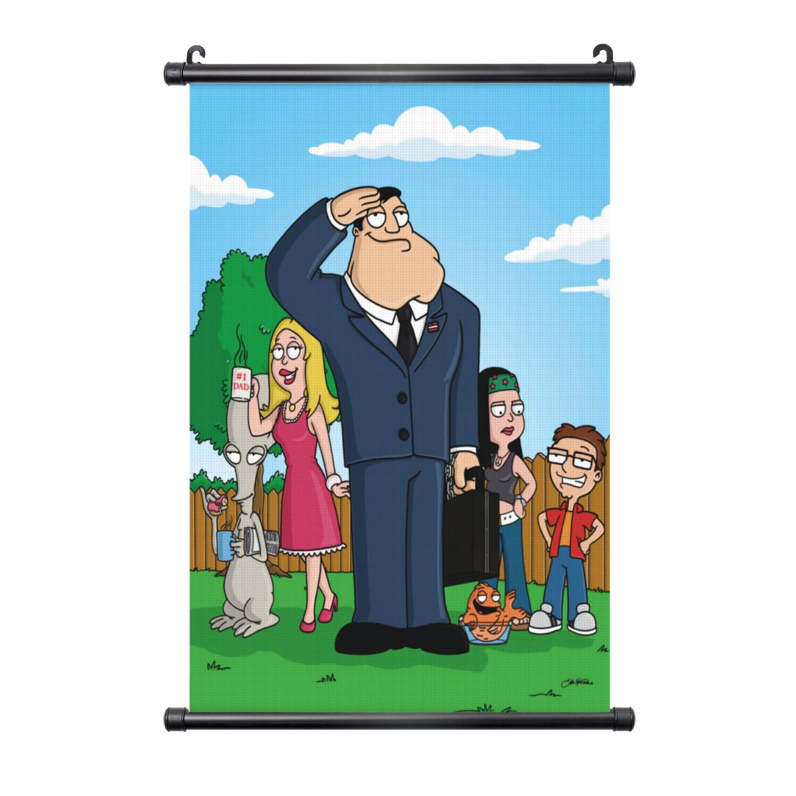 American Dad Posters Wall Hanging Black Plastic Shaft Poster Wall Art ...